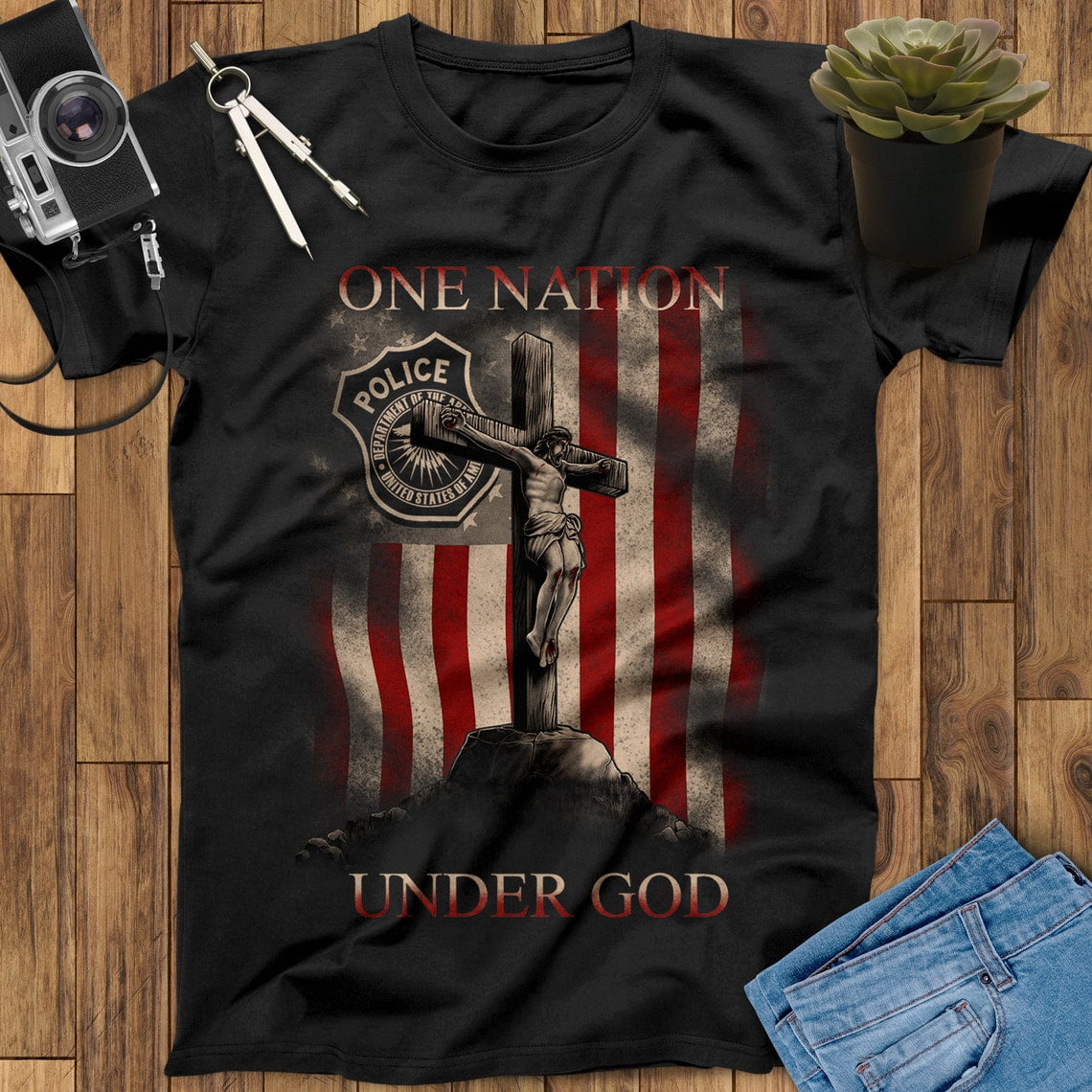 One Nation Under God Police Shirt, Police Officer Gifts, Police The ...