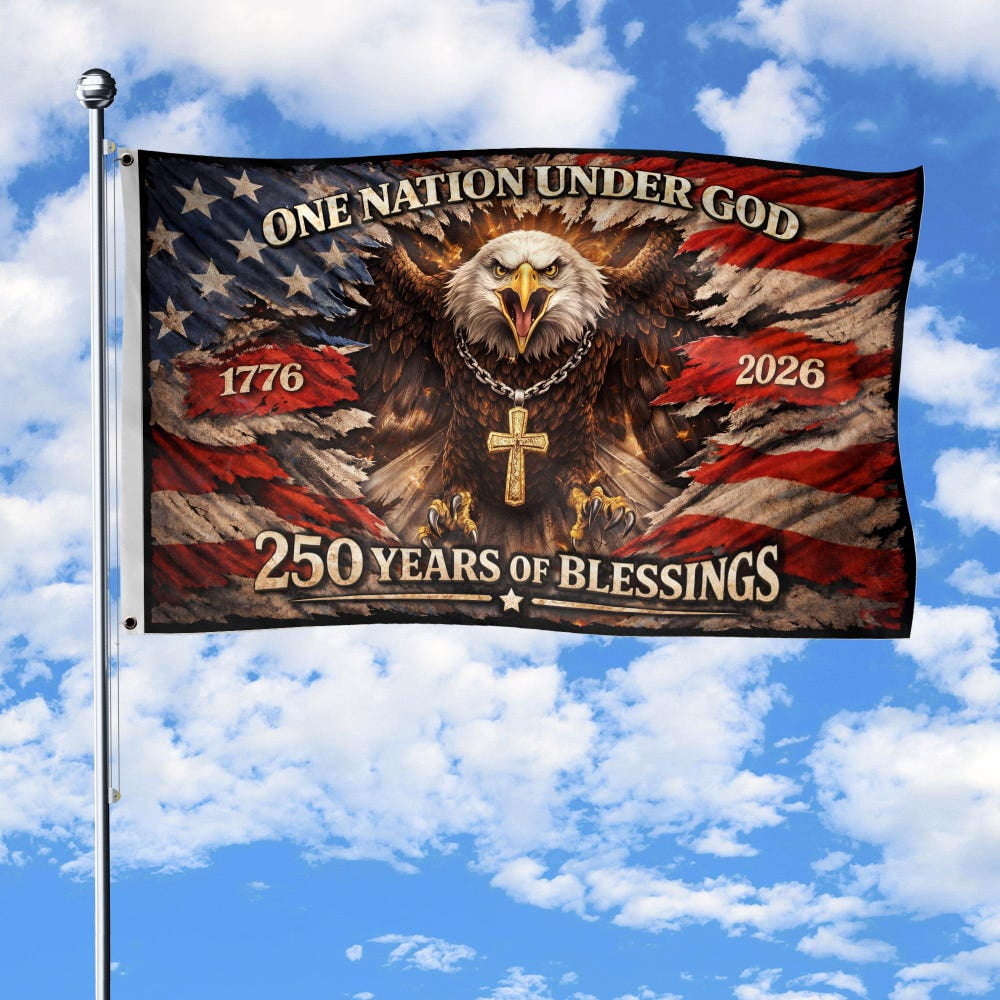 One Nation Under God USA 250 Years Blessing Flag 28x40 POLE NOT ...