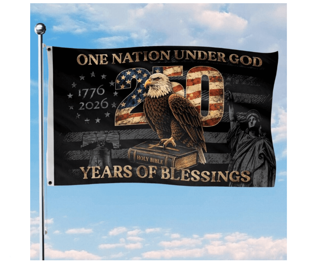 One Nation Under God USA 250 Years Patriotic Flag 12x18 POLE NOT ...