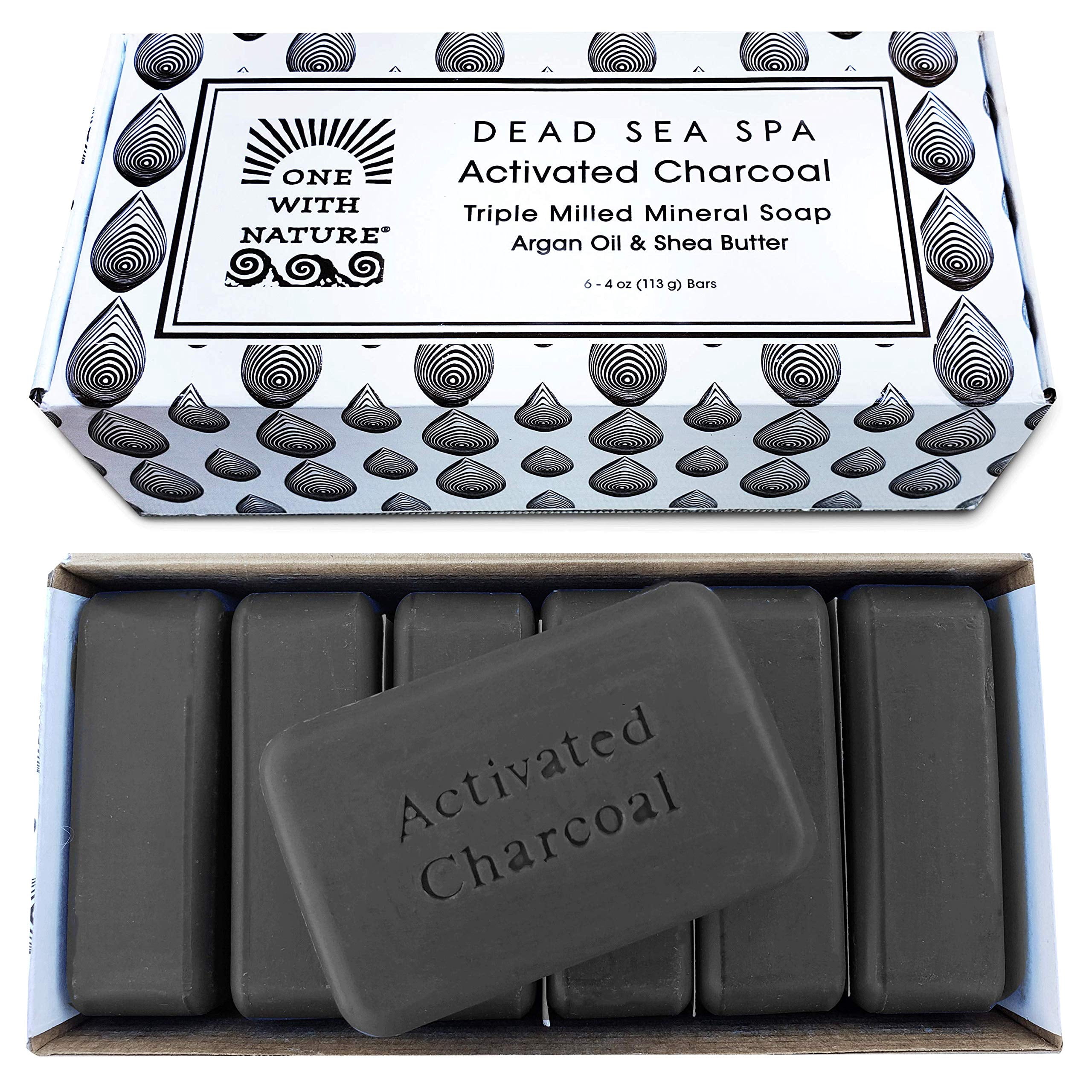 One With Nature Dead VTF5 Sea Salt Activated Charcoal Soap 4oz 6Pk in ...