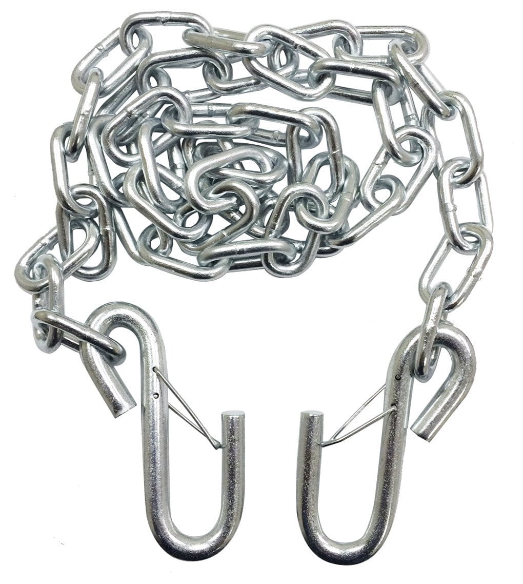 One New 1/4" X 48" Grade 30 Trailer Safety Chain w/ 2 S Hooks & safety ...
