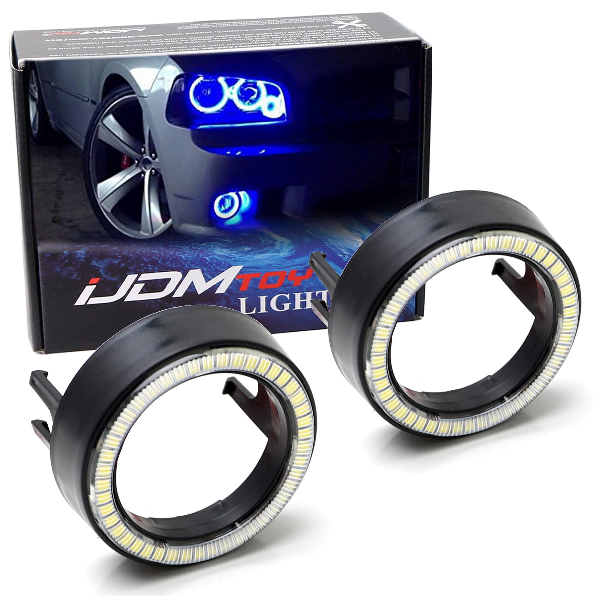 One Pair Black Shroud w/Ultra Blue 40-SMD LED Halo Ring Angel Eyes for ...