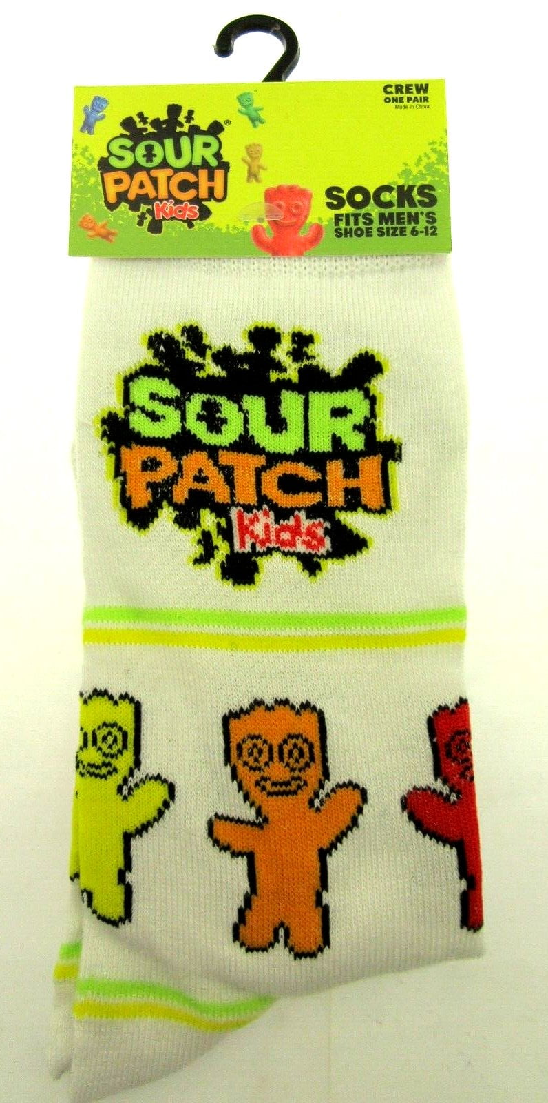 One Pair of Sour Patch Kids Crew Socks for Men Shoe Sizes 6 - 12 ...