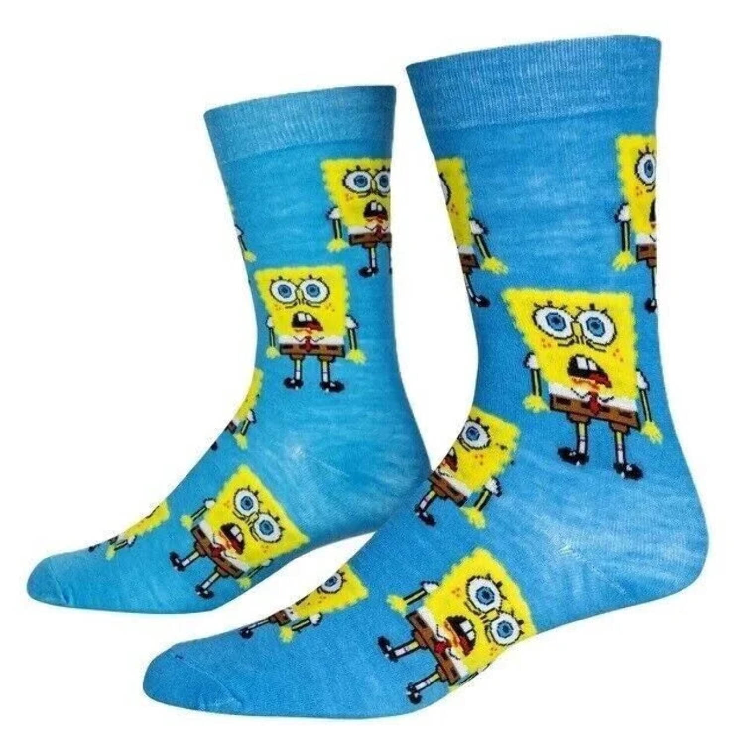 One Pair of Sponge Bob Crew Socks for Men Shoe Sizes 6 - 12 - Walmart.com