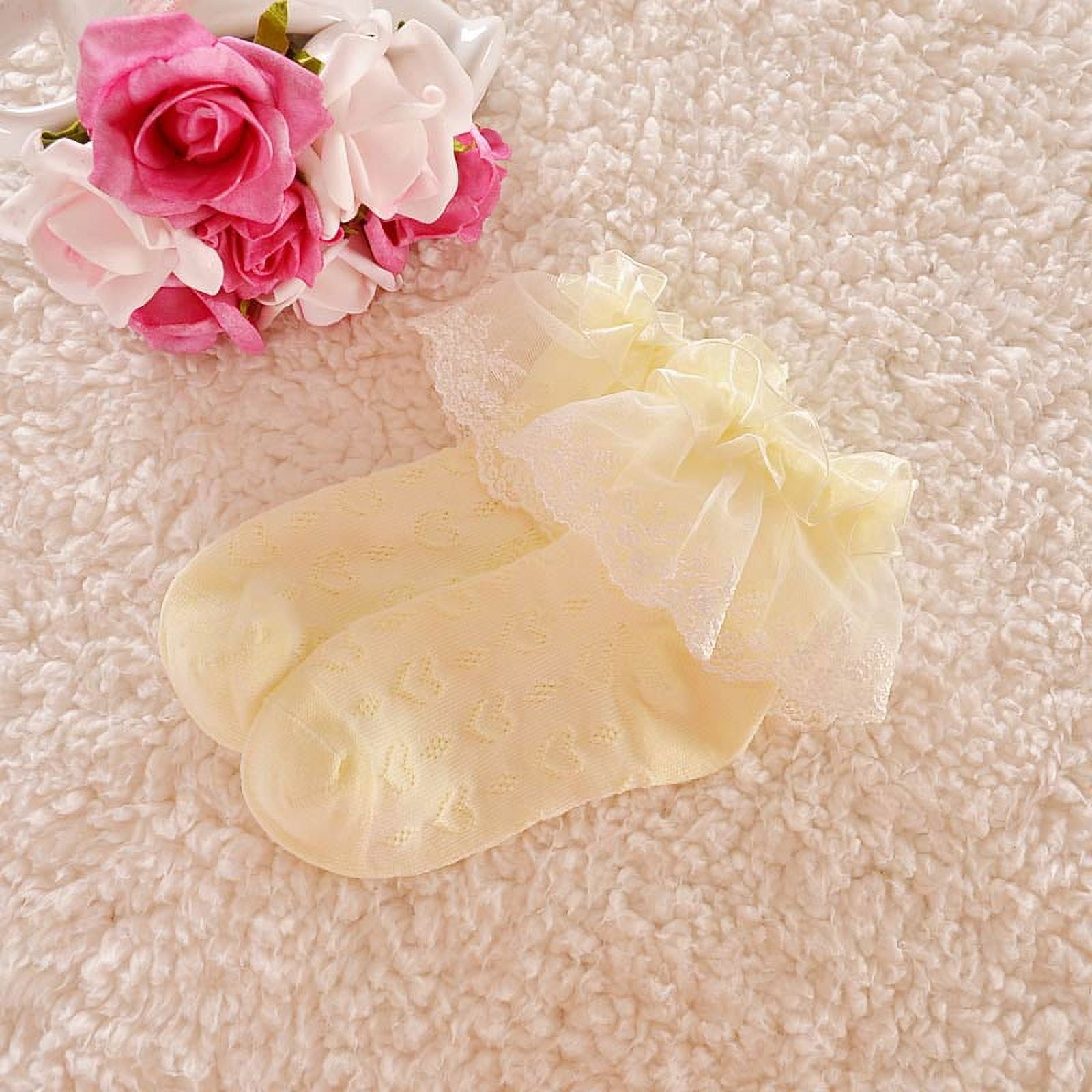 One Pairs Kids Princess Dance Lace Socks Frilly Ruffled Lace Trim Ankle ...