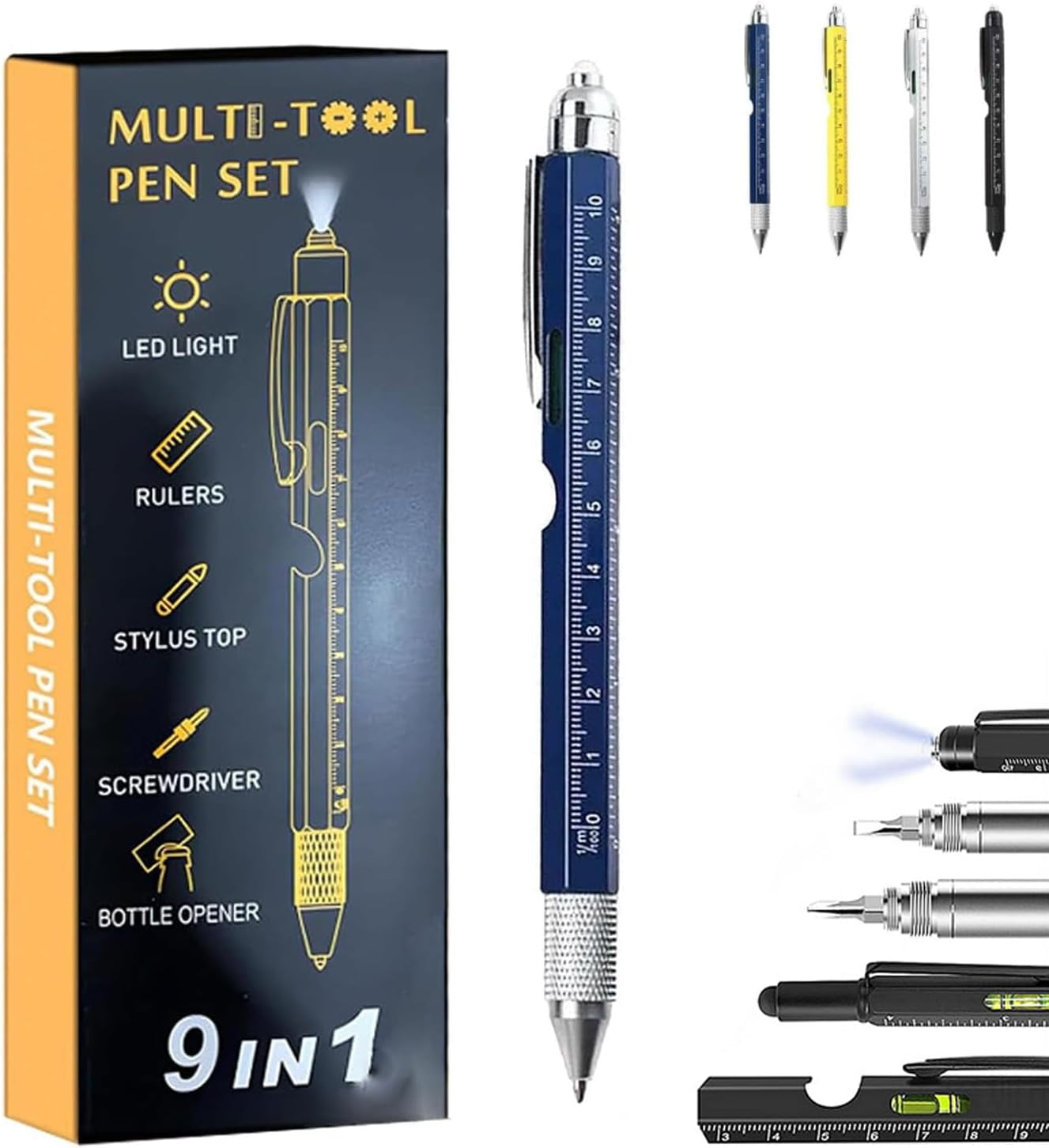 One Pen Nine Functions, 9 in 1 Multitool Pen with LED Light, Multi Tool ...
