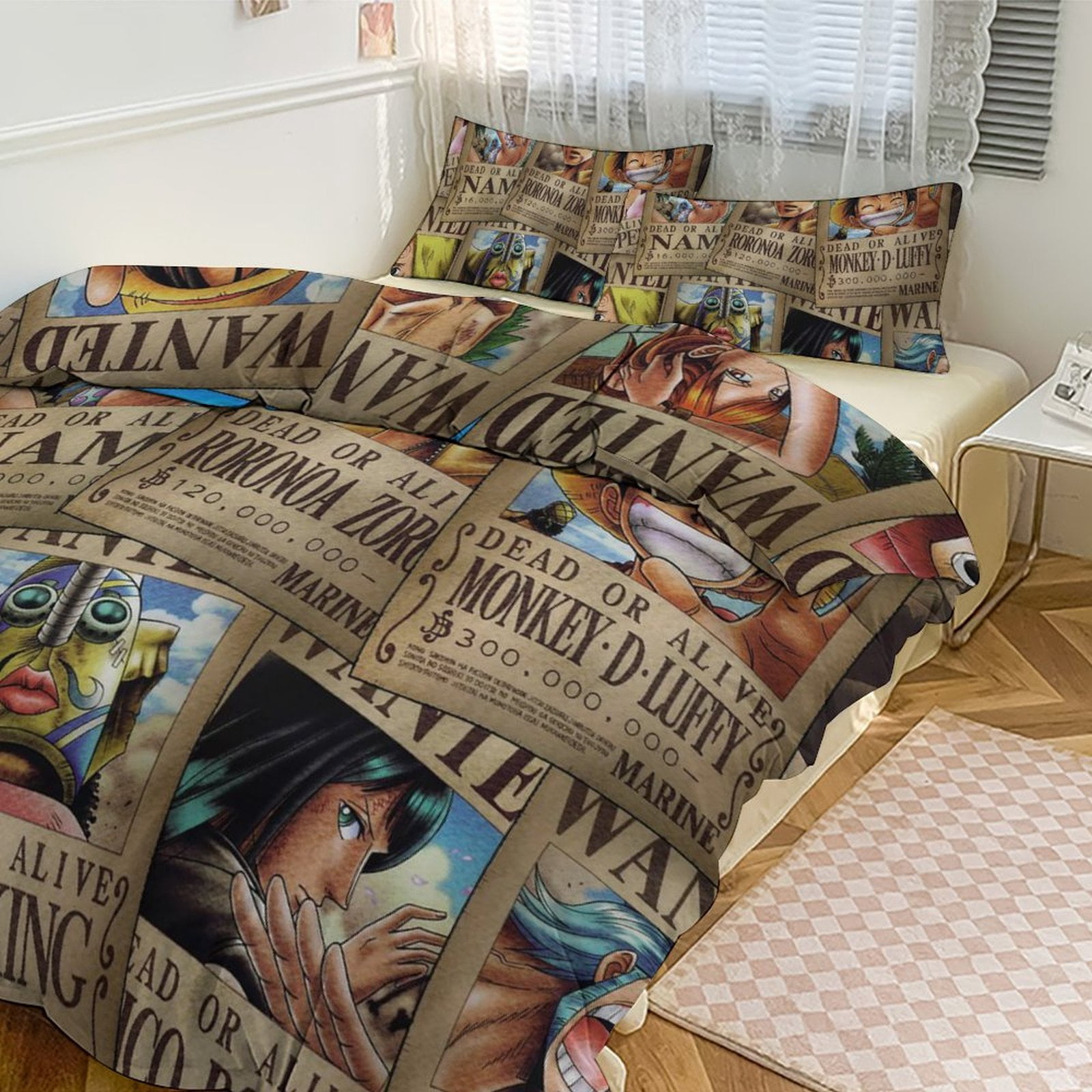 One Pie-ce Bedding Set Anime Three-piece for Boys Girls Teens Twin One ...