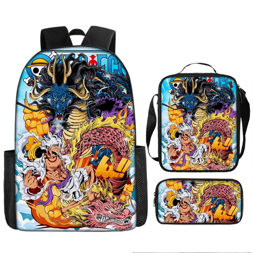 One Piece Anime Cartoon Backpack Set, Shoulder Bag and Pencil Case, 17 ...
