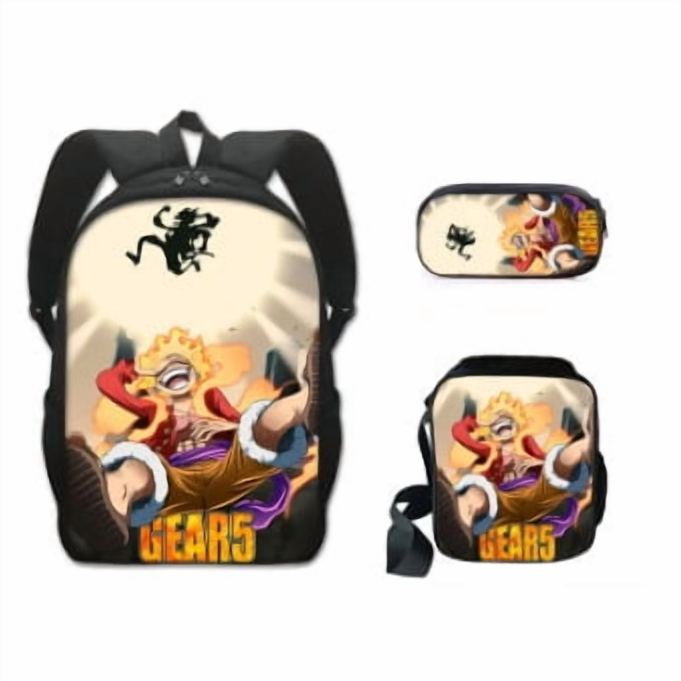 One Piece Anime Cartoon Backpack Set, Shoulder Bag and Pencil Case, 17 ...