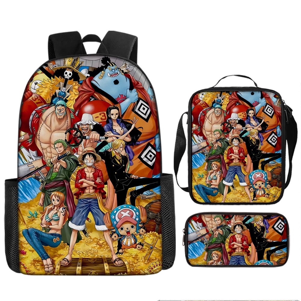 One Piece Anime Cartoon Backpack Set, Shoulder Bag and Pencil Case, 17 ...