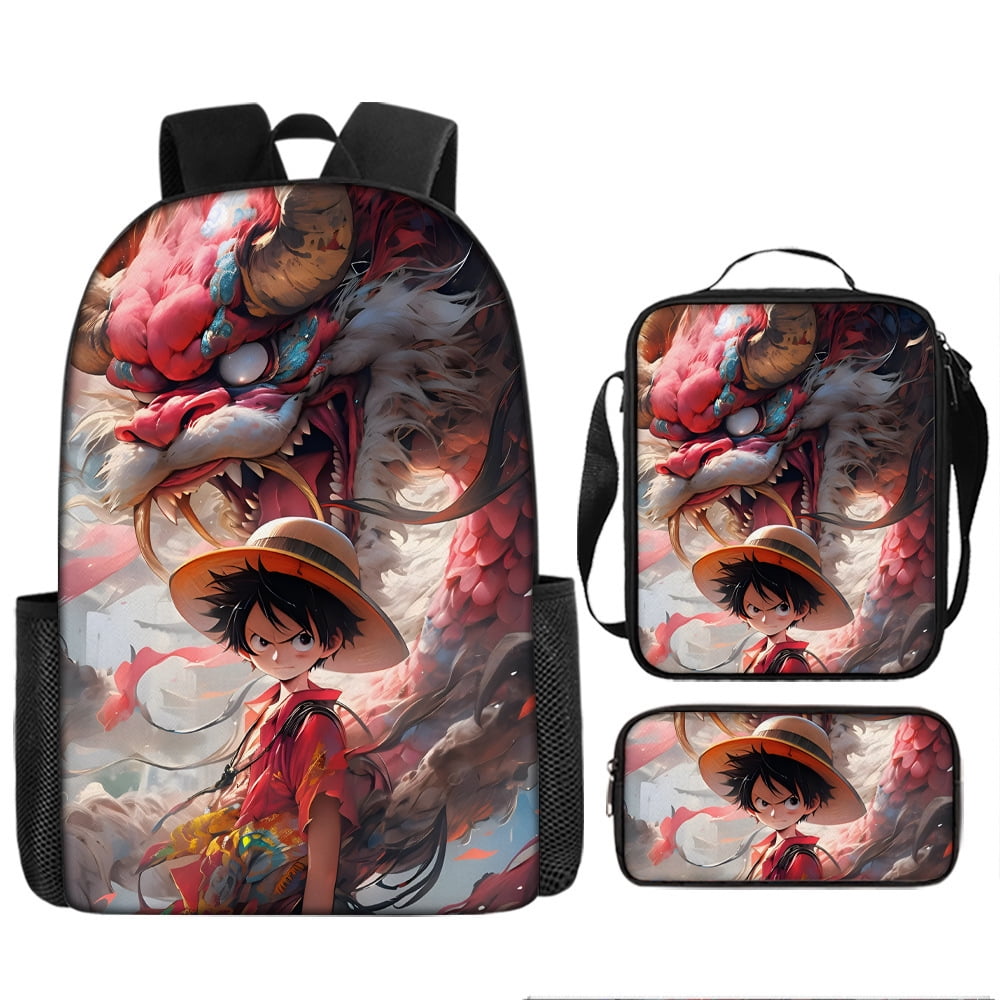 One Piece Anime Cartoon Backpack Set, Shoulder Bag and Pencil Case, 17 ...