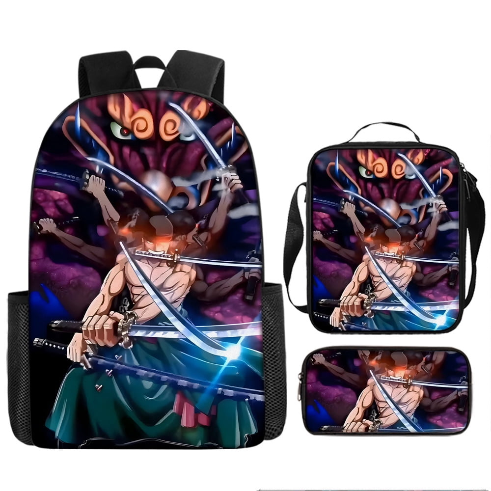 One Piece Anime Cartoon Backpack Set, Shoulder Bag and Pencil Case, 17 ...