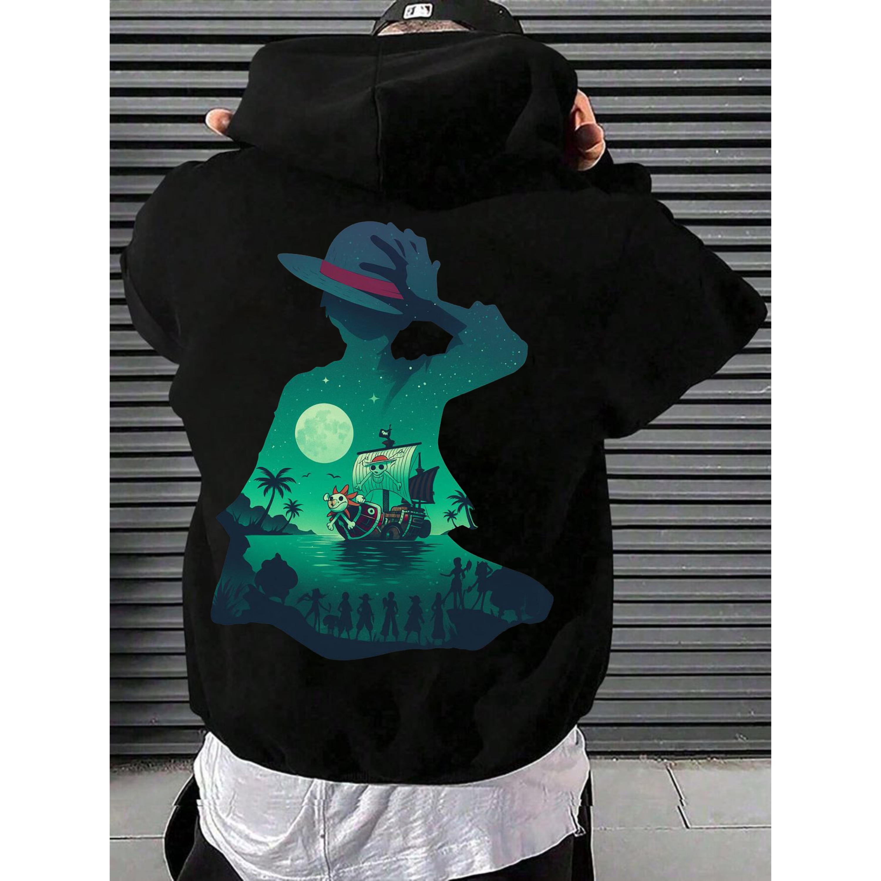 One Piece Anime Hoodie | Straw Hat Pirate Back Design | Unisex Pullover ...