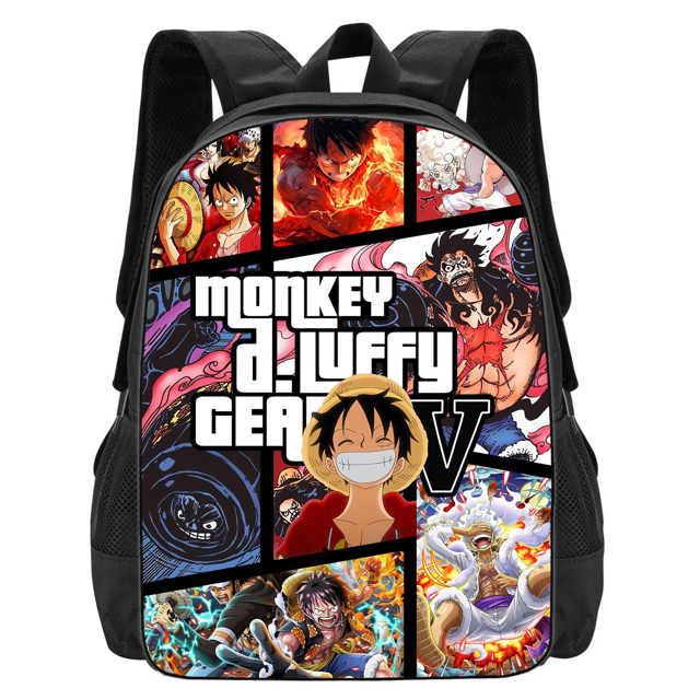 One Piece Backpack Cartoon Character Creative Print Bookpack Multi ...
