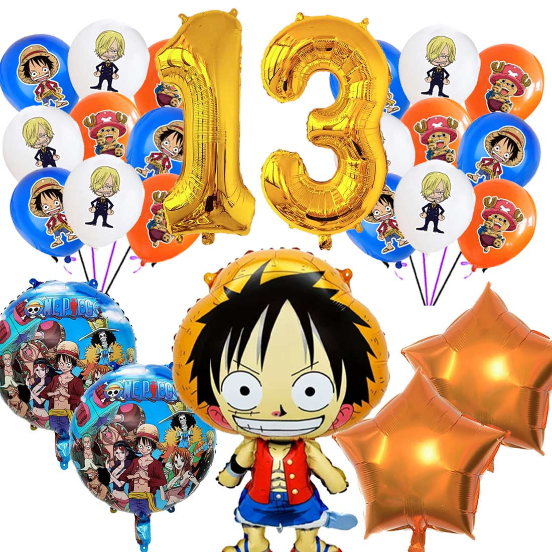 One Piece Balloons Party Supplies 13th Big Number Decorations Decor Kit ...