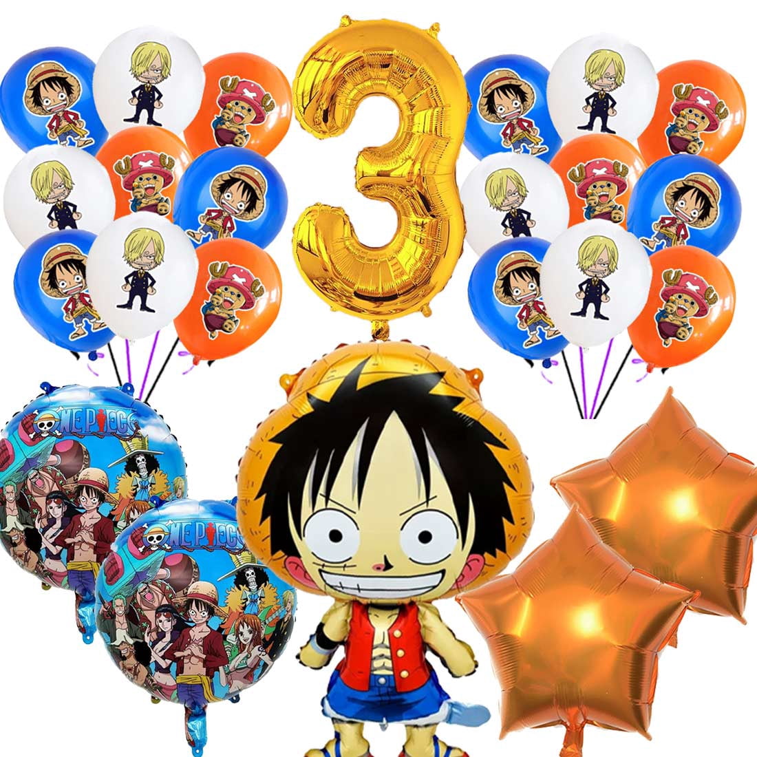 One Piece Balloons Party Supplies 3rd Big Number Decorations Decor Kit ...