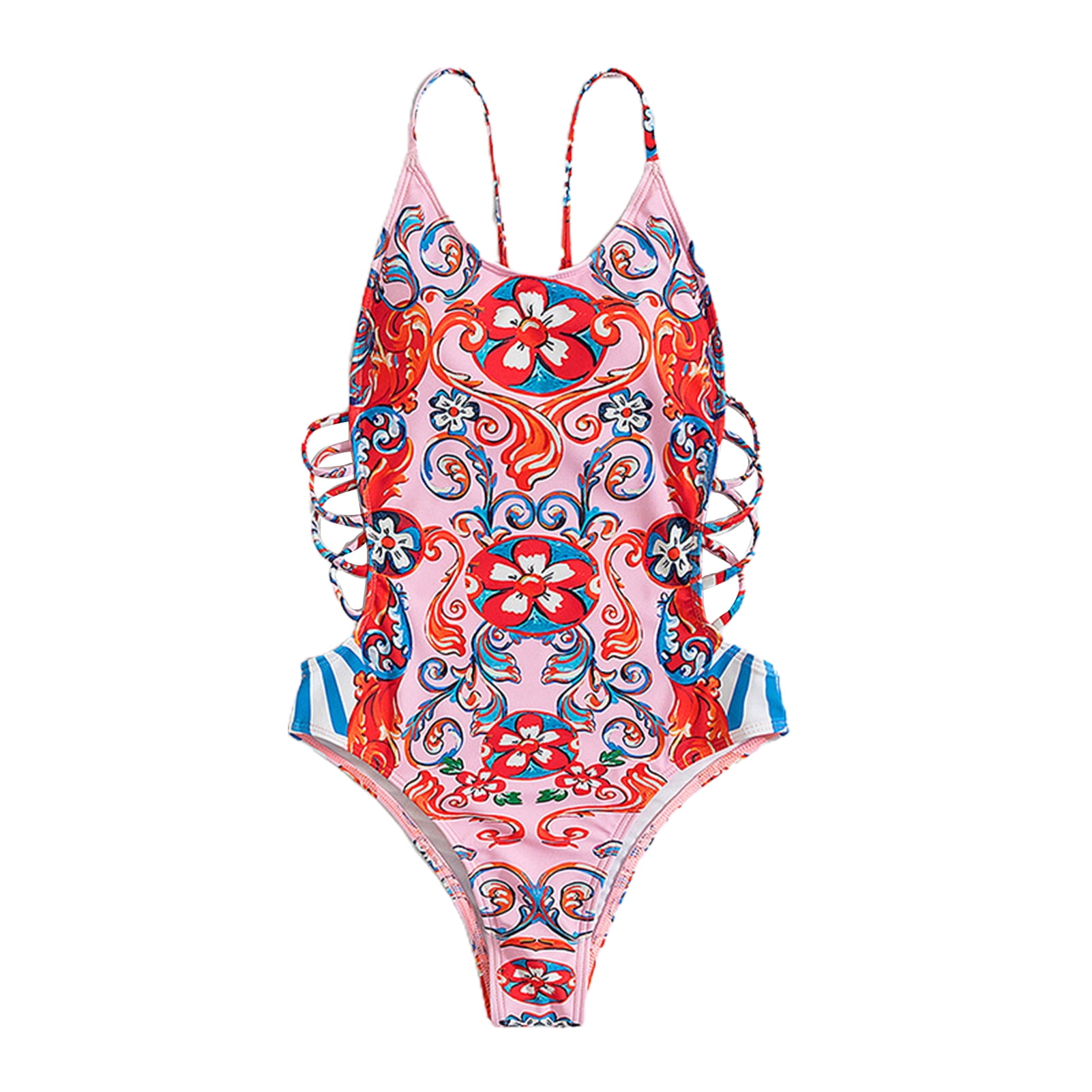 One Piece Bathing Suit for Women Colorful Tummy Control Swimsuit High ...