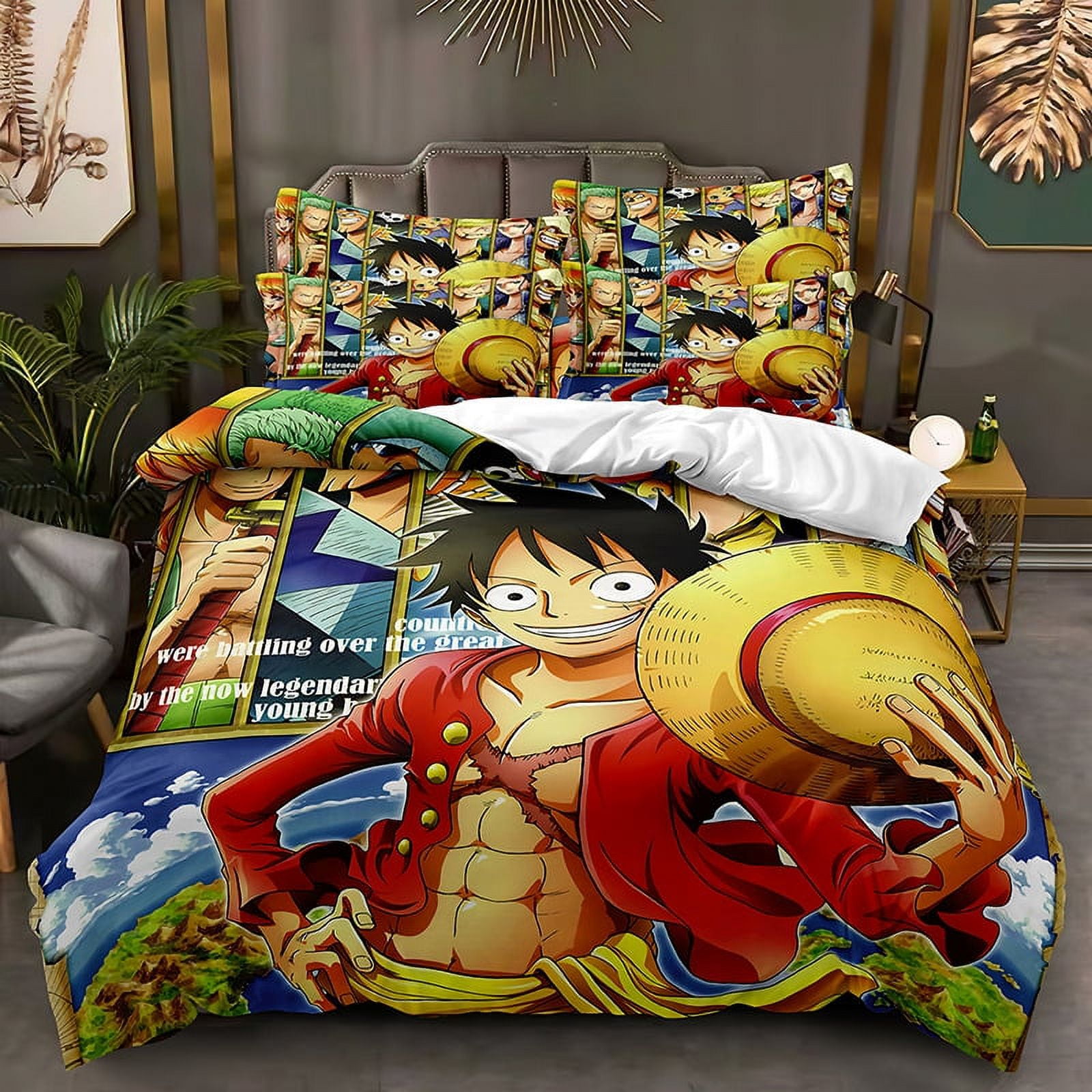 One Piece Bedding 3 Set Vibrant Full-Color Anime Design with One Piece ...