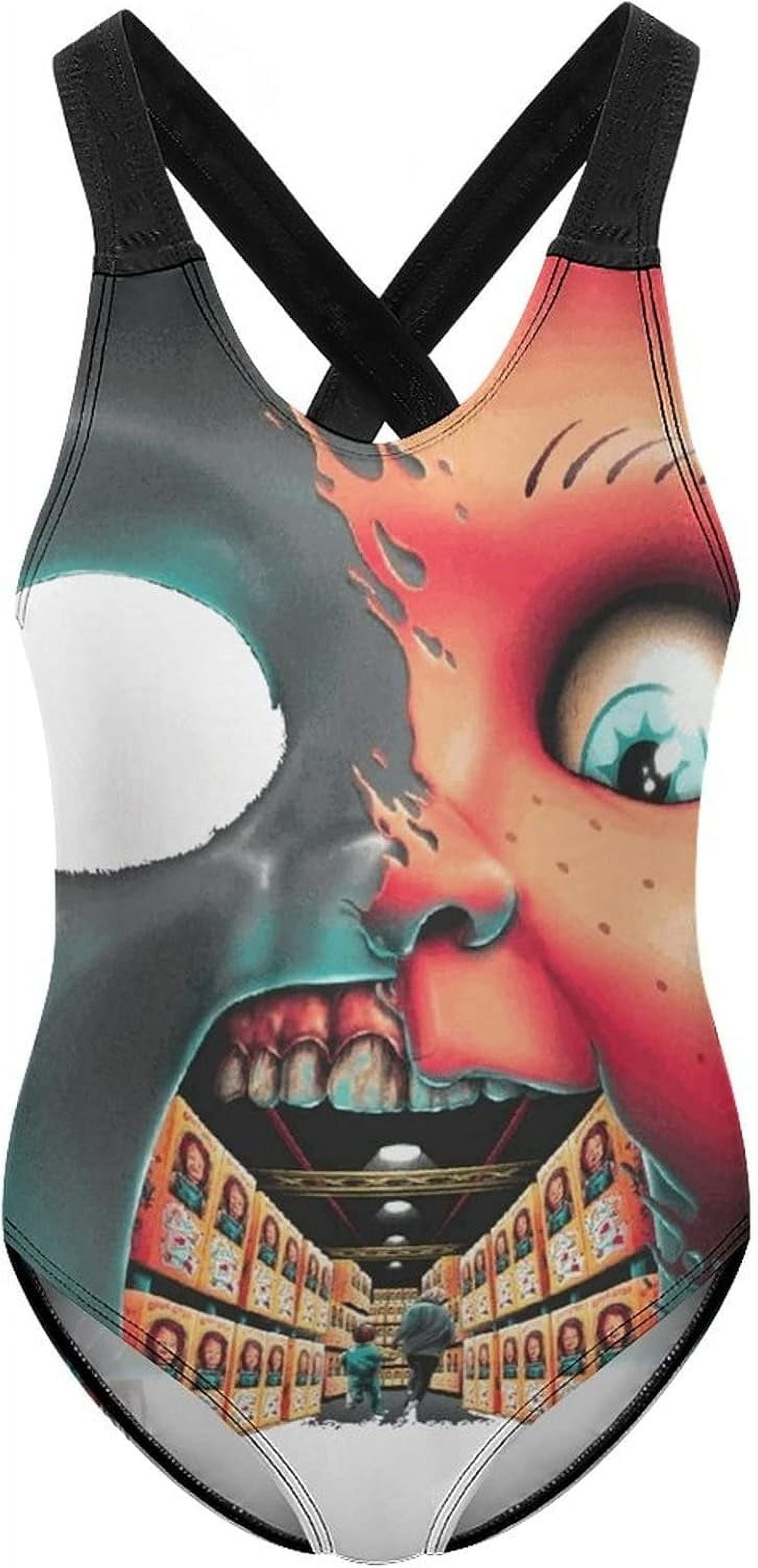 One Piece Bikini Swimsuits Chucky for Girl's Retro Low Back Bathing ...