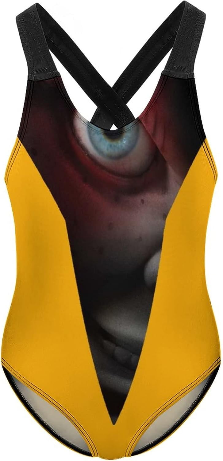 One Piece Bikini Swimsuits Chucky for Girl's Retro Low Back Bathing ...