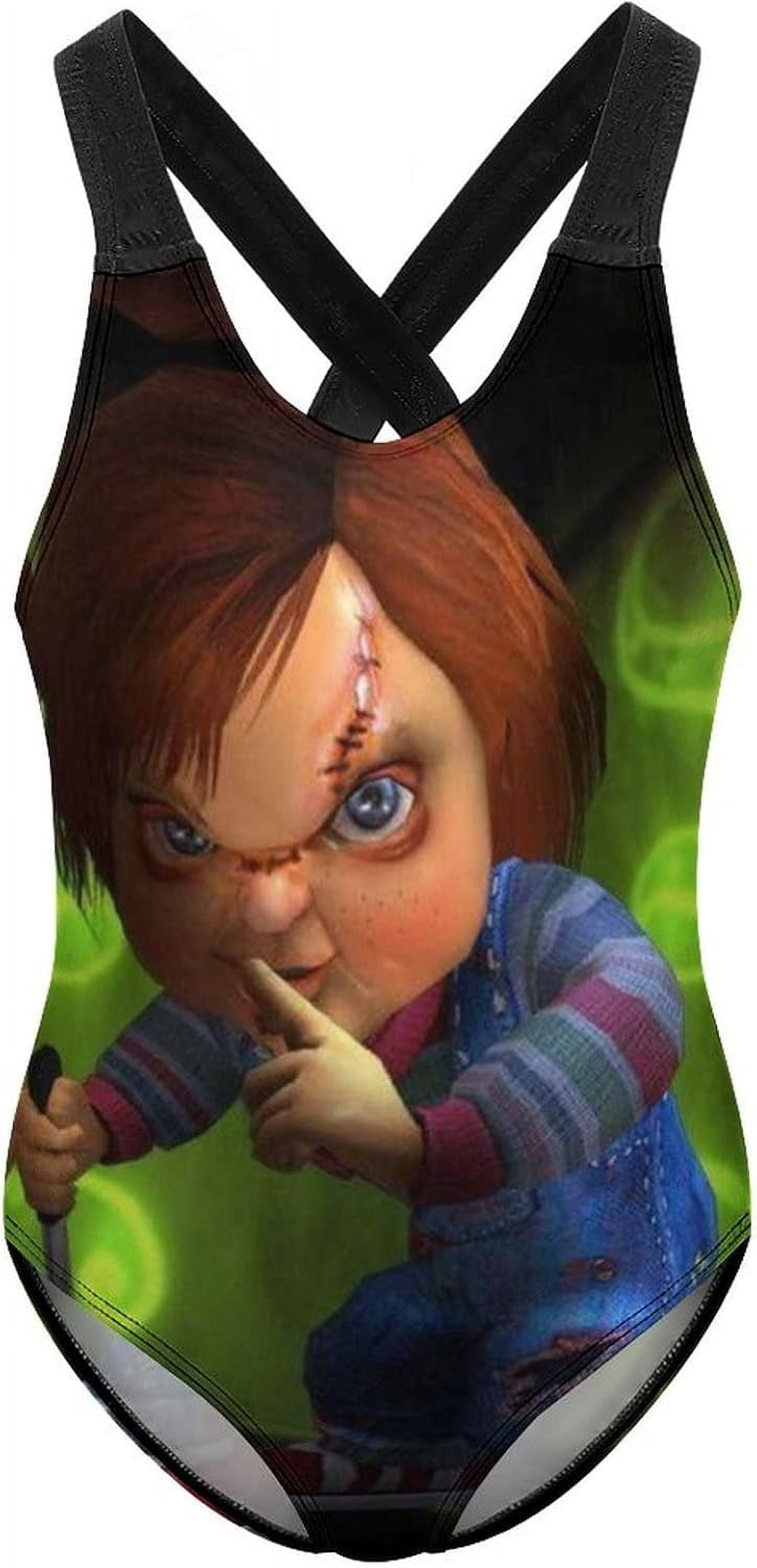 One Piece Bikini Swimsuits Chucky for Girl's Retro Low Back Bathing ...