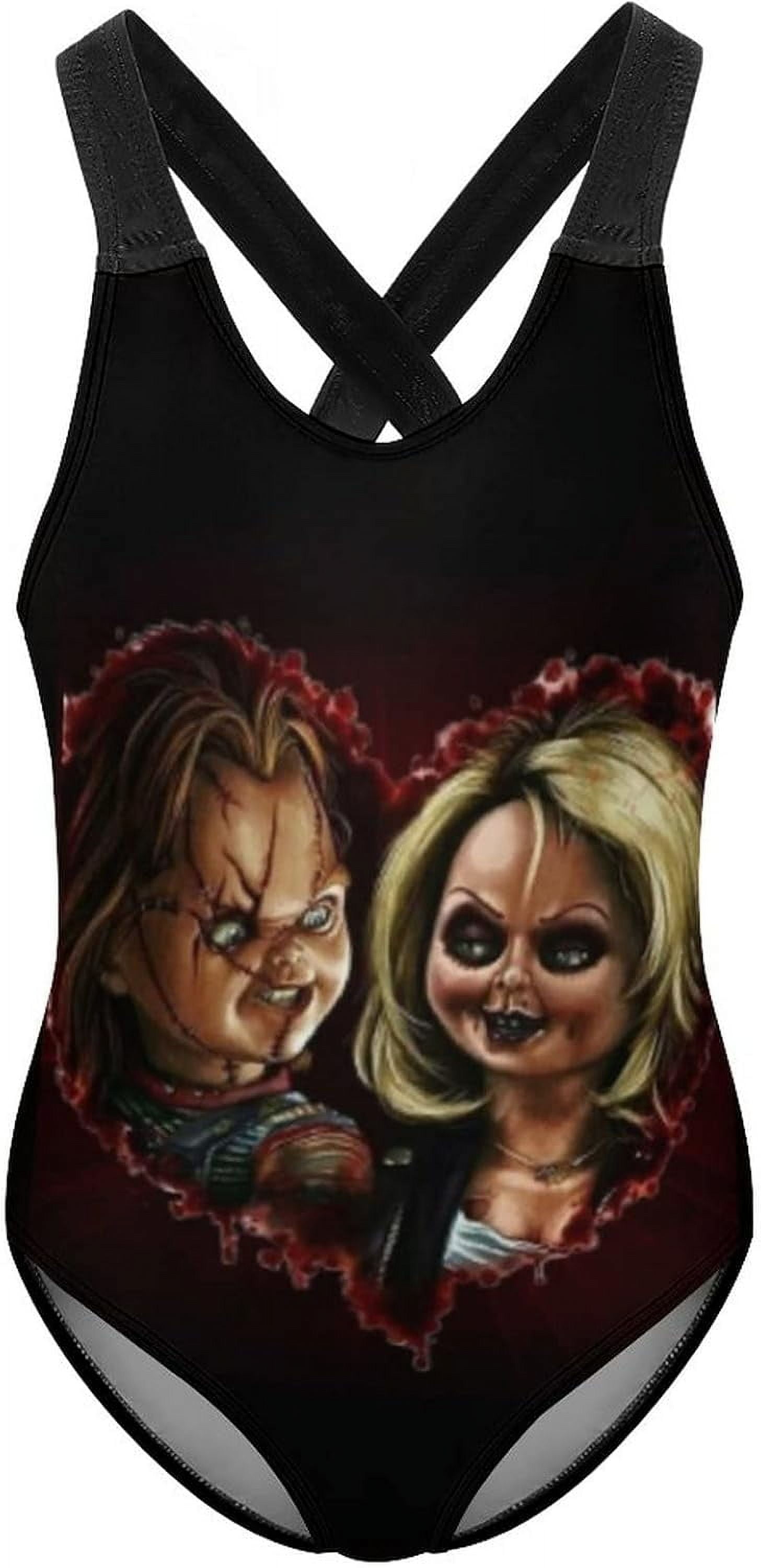 One Piece Bikini Swimsuits Chucky for Girl's Retro Low Back Bathing ...