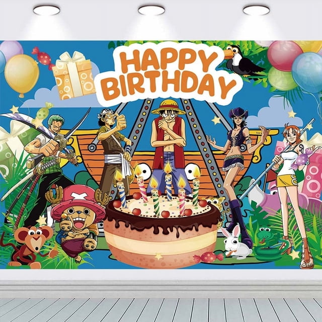 One Piece Birthday Banner Backdrop Background Taspestry Wall Decor ...