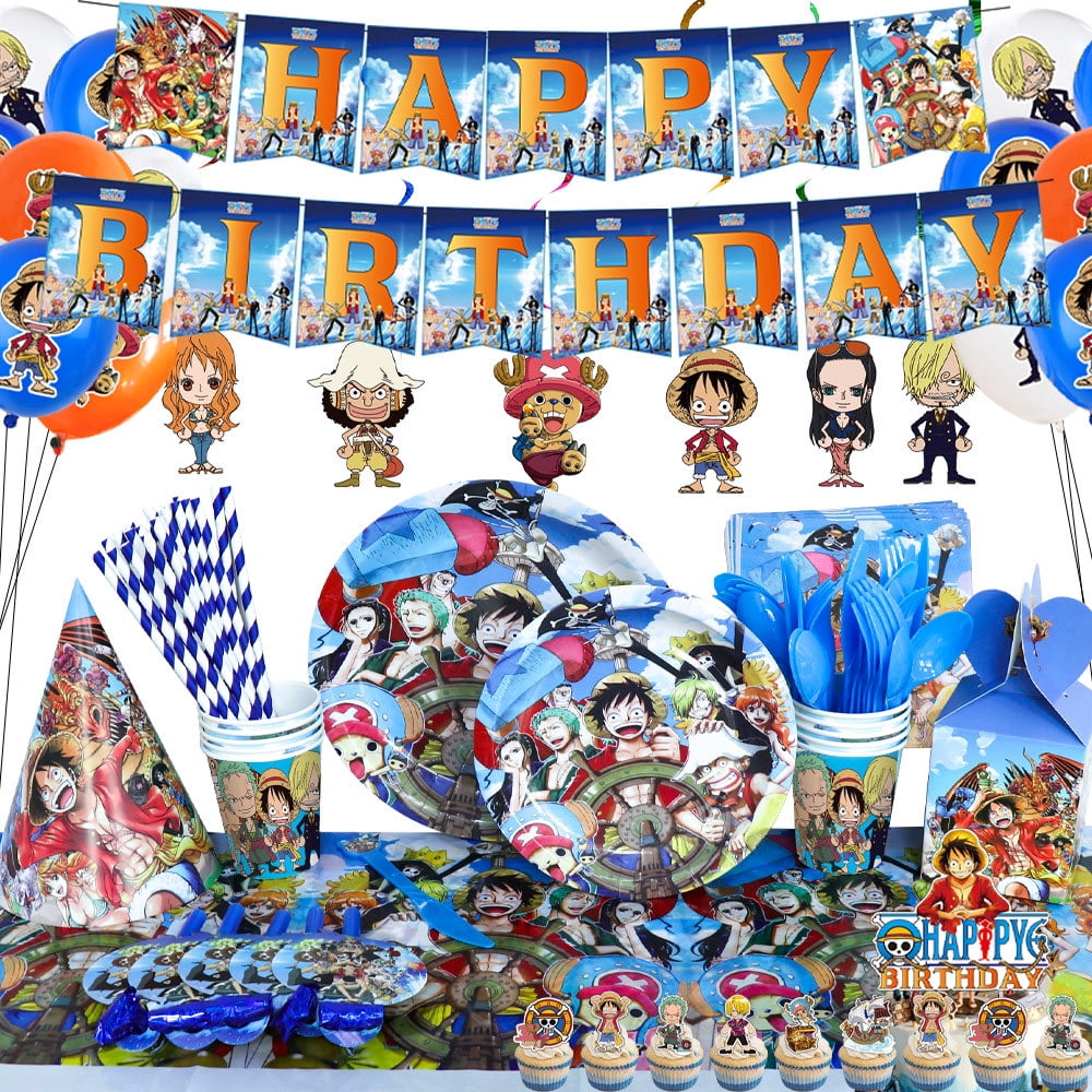 One Piece Birthday Party Tableware Paper Plates Paper Cups Tablecloth ...