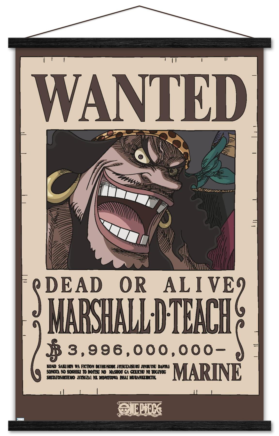One Piece - Black Beard Wanted Poster Wall Poster with Magnetic Frame ...