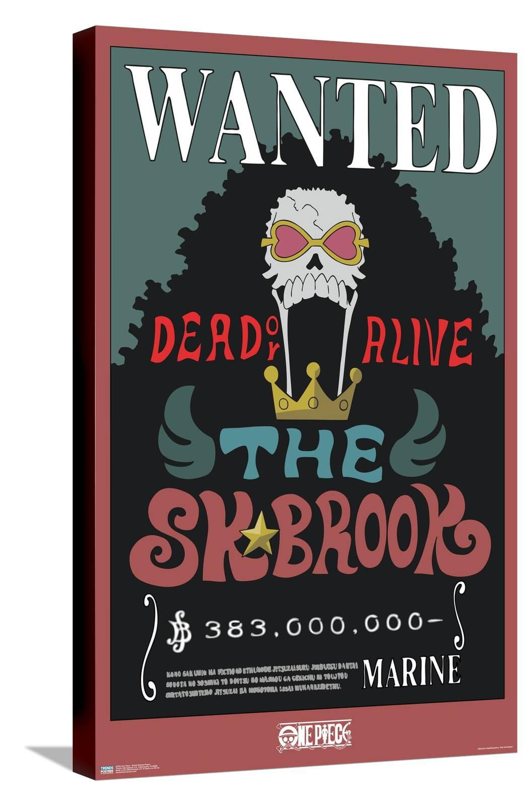 One Piece - Brook Wanted Poster Canvas Wall Poster, 14.725" x 22.375 ...