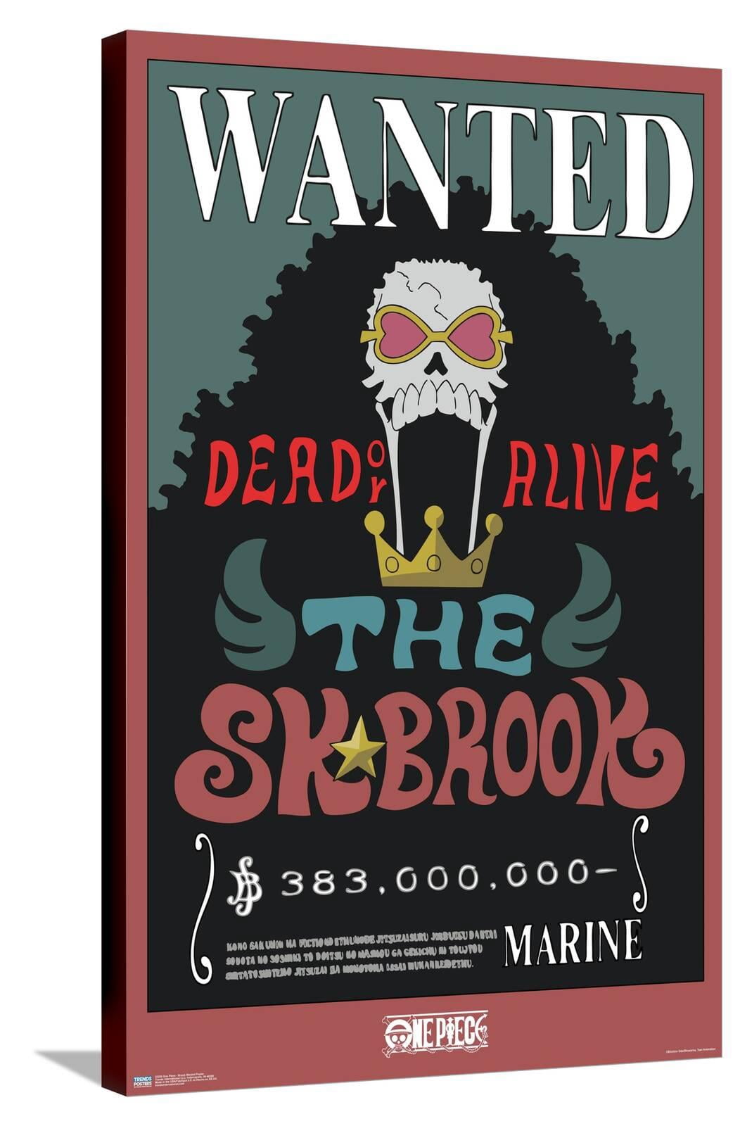 One Piece - Brook Wanted Poster Canvas Wall Poster, 22.375" x 34 ...