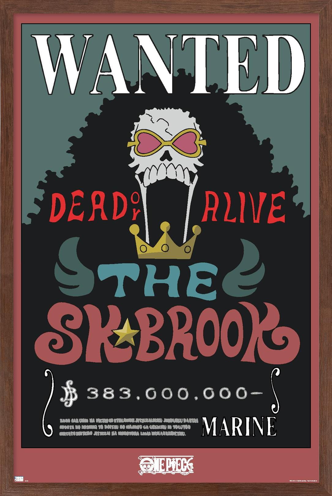 One Piece - Brook Wanted Poster Wall Poster, 22.375" x 34" Framed ...