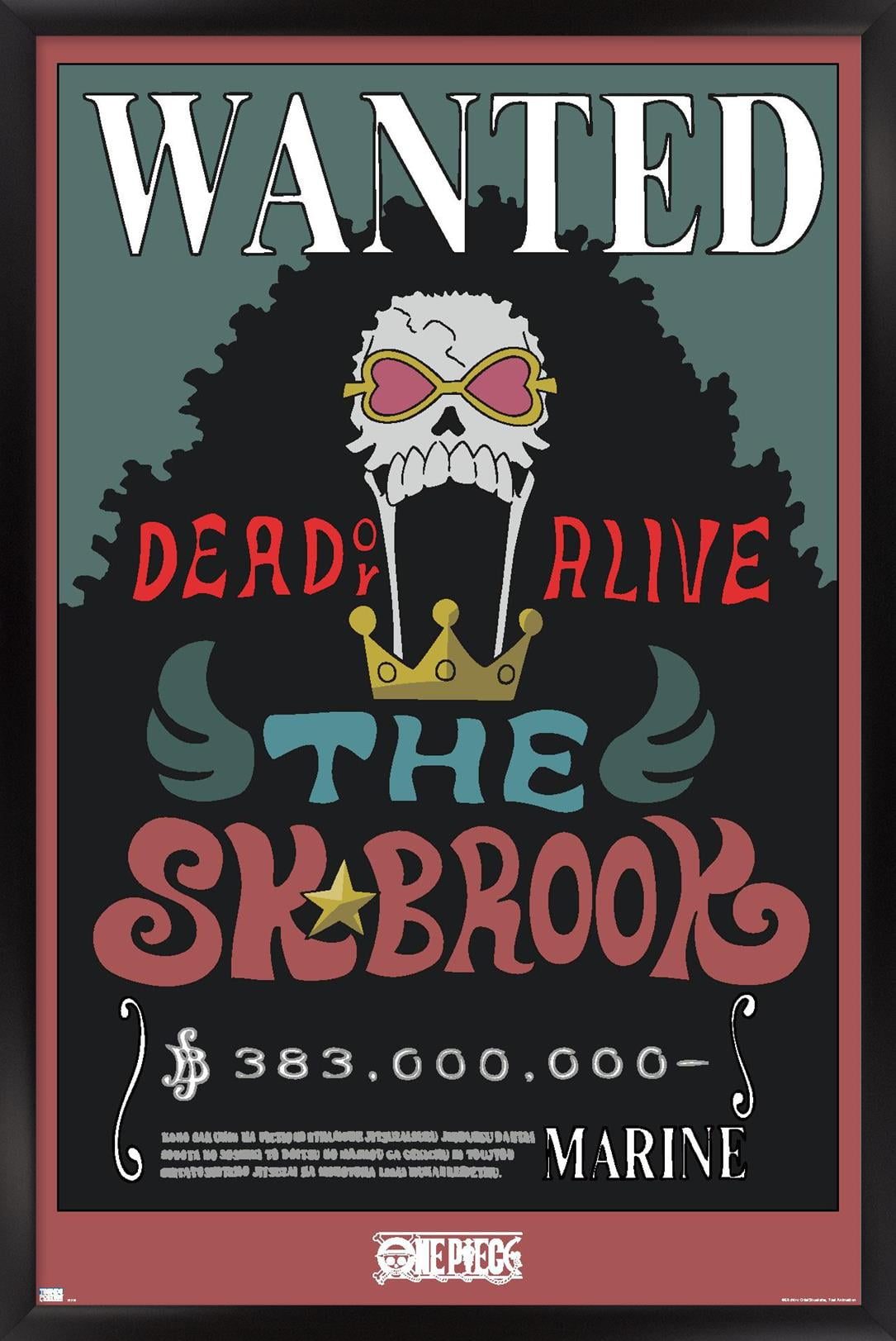 One Piece - Brook Wanted Poster Wall Poster, 22.375" x 34" Framed ...