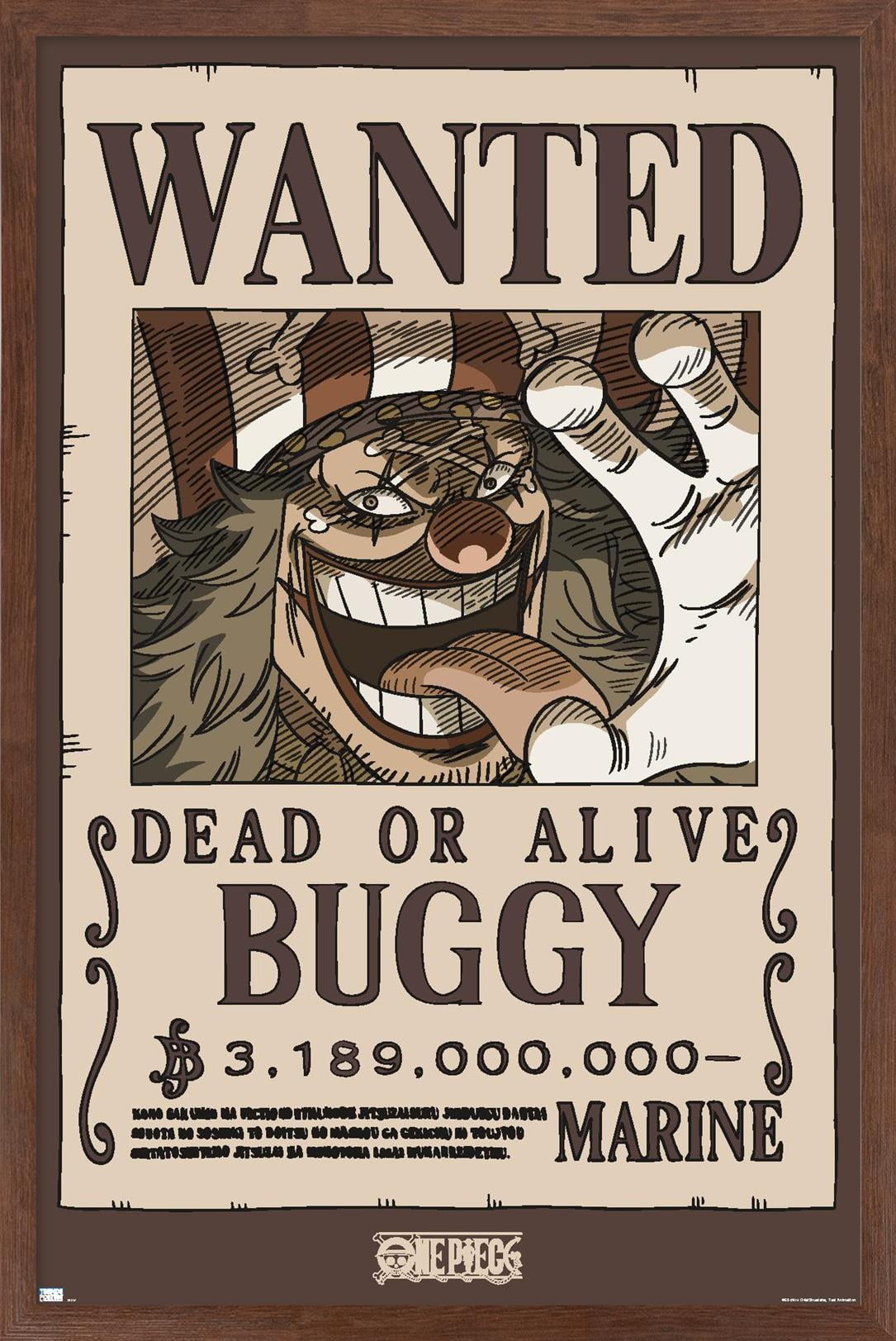 One Piece - Buggy Wanted Poster Wall Poster, 22.375" x 34" Framed ...