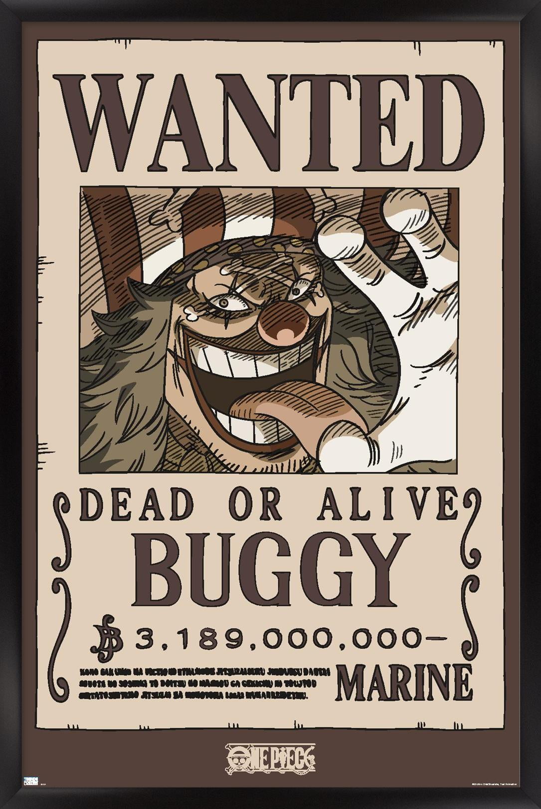 One Piece - Buggy Wanted Poster Wall Poster, 22.375" x 34" Framed ...