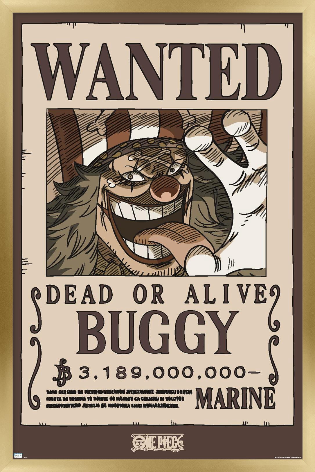 One Piece - Buggy Wanted Poster Wall Poster, 22.375" x 34" Framed ...