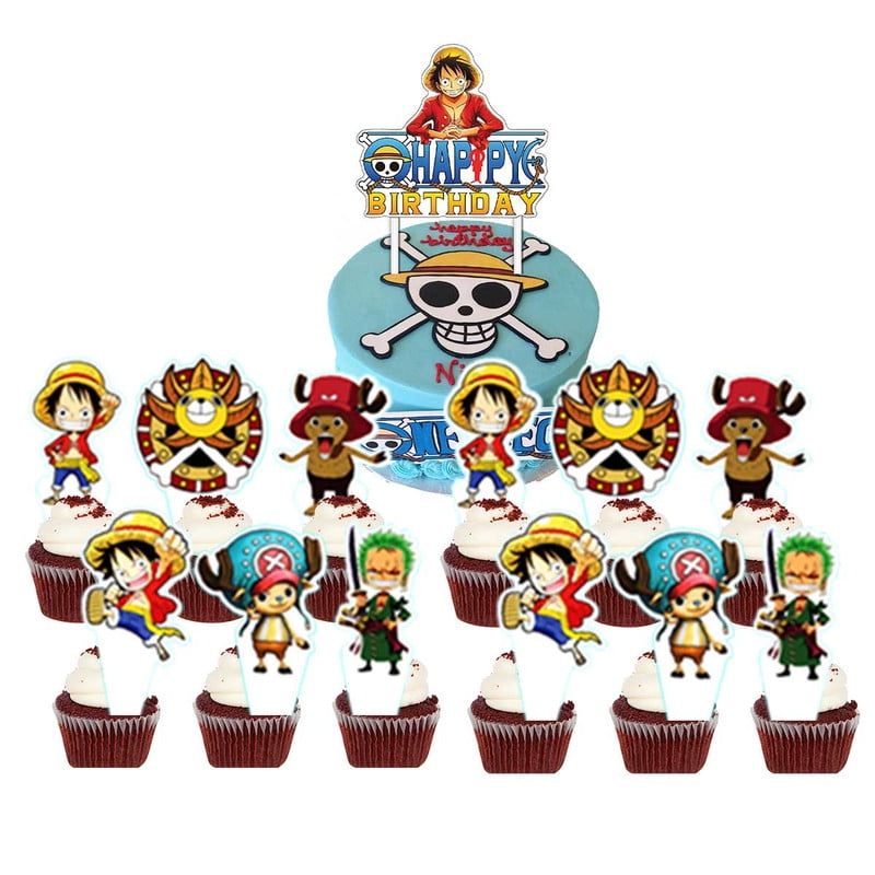 One Piece Cake Topper Cupcake Set Party Supplies Decoration Birthday ...