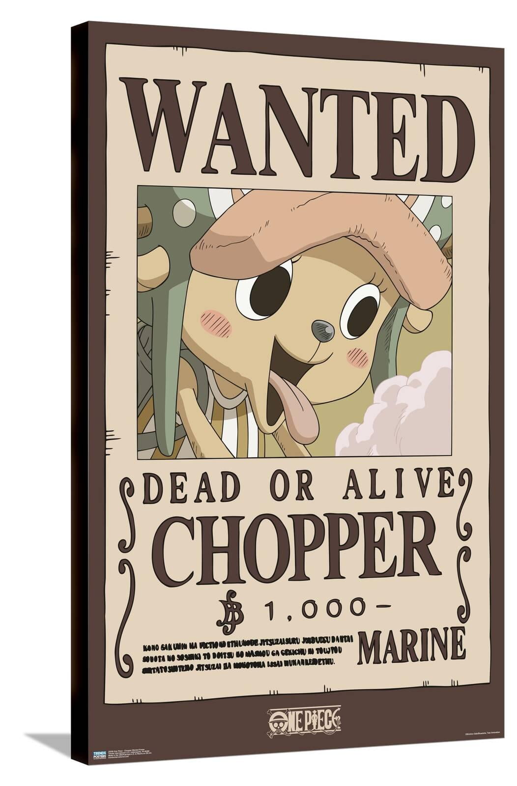 One Piece - Chopper Wanted Poster Canvas Wall Poster, 22.375" x 34 ...