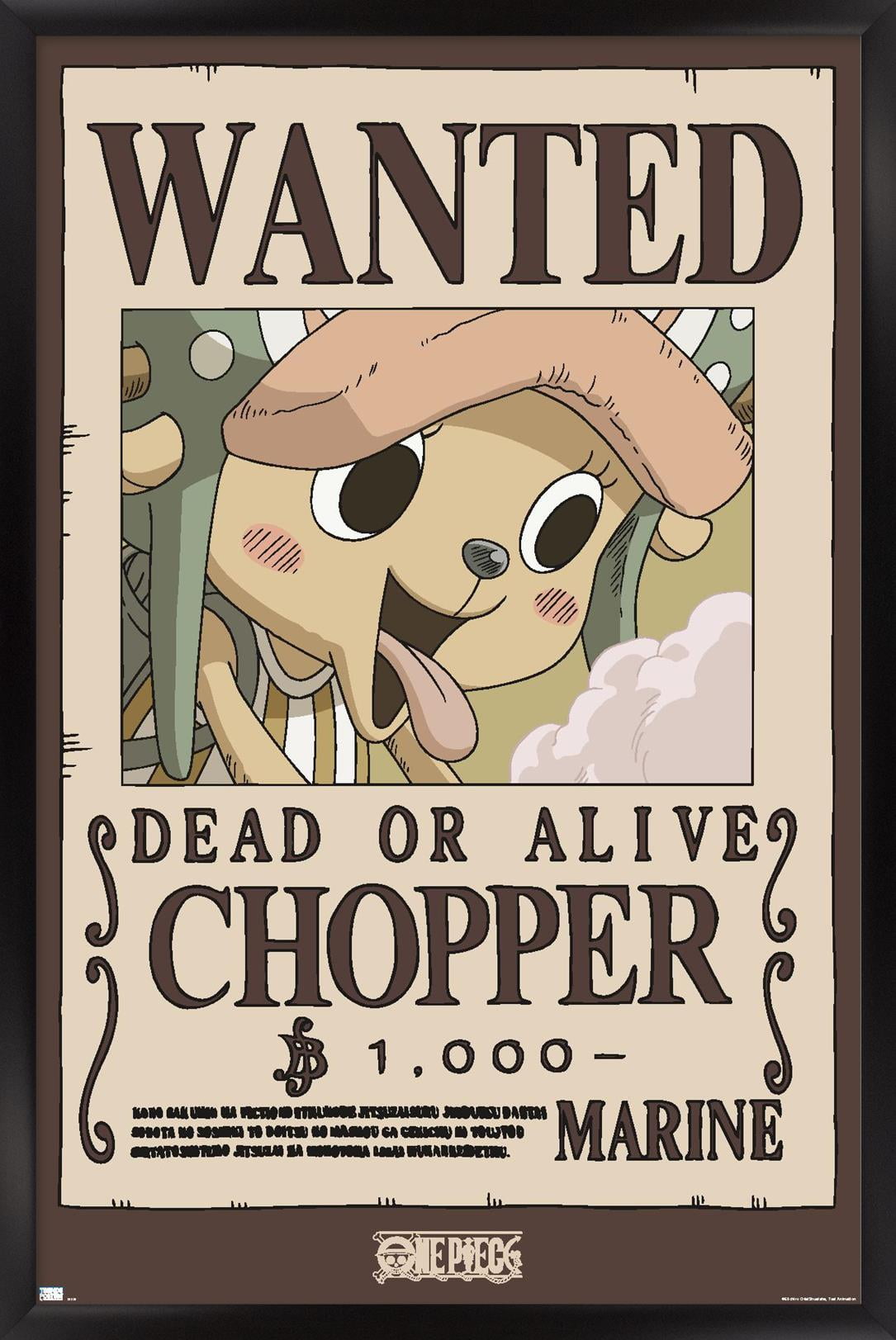 One Piece - Chopper Wanted Poster Wall Poster, 14.725" x 22.375" Framed ...
