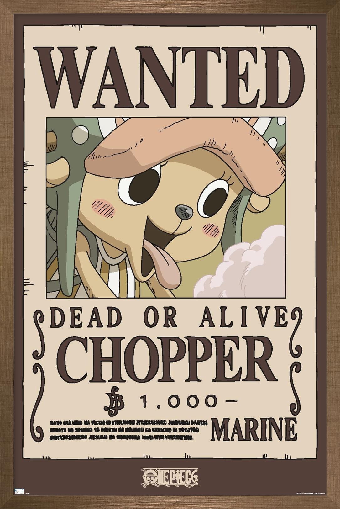 One Piece - Chopper Wanted Poster Wall Poster, 22.375" x 34" Framed ...