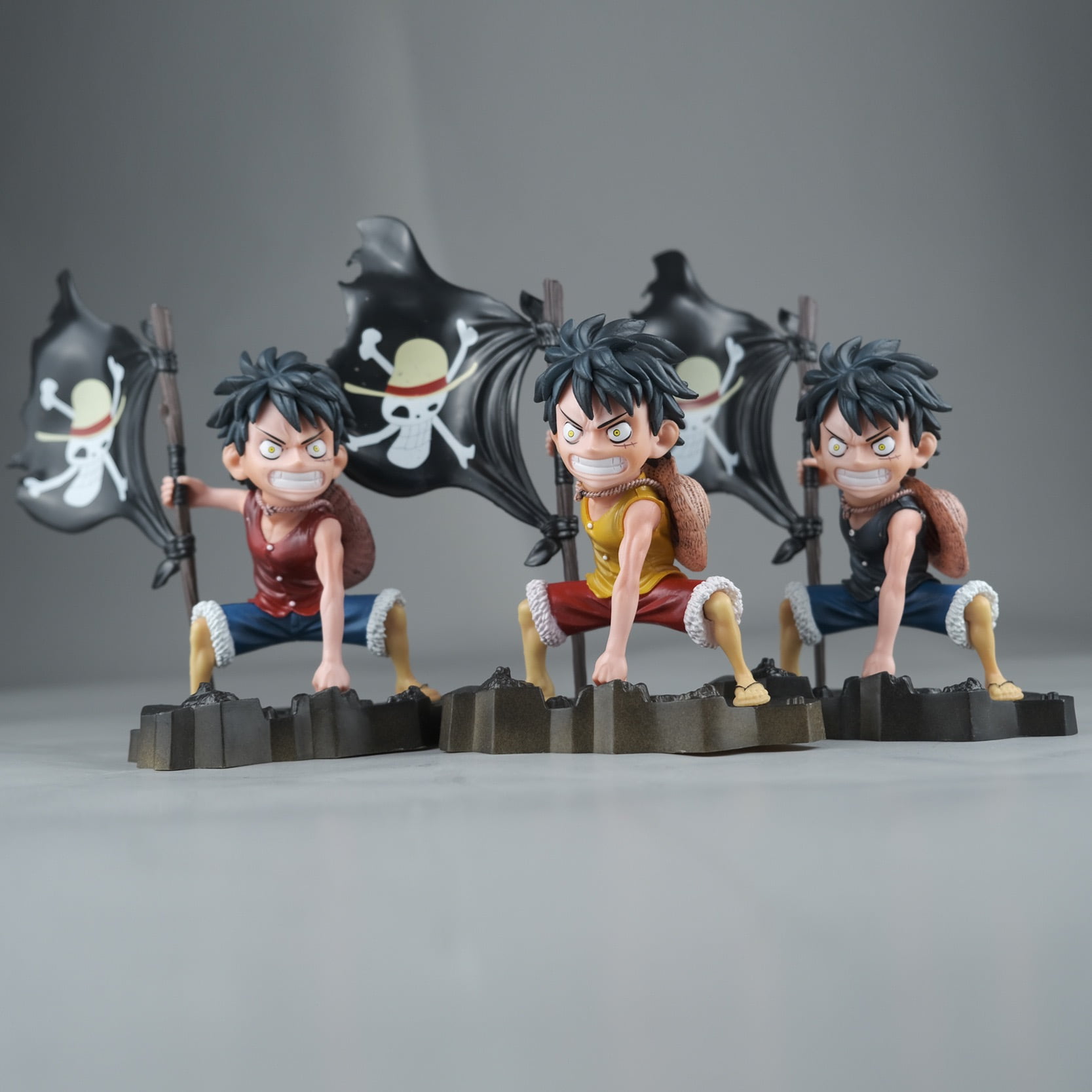 One Piece Figures, 3pc 15cm/5.9inch Luffy Figure Statue Cartoon Doll ...
