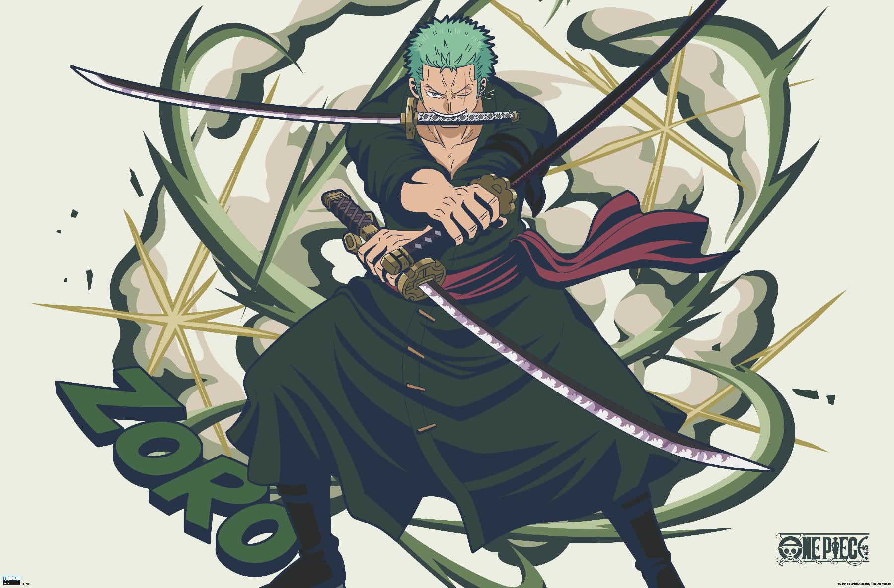 One Piece: Fishman Island - Roronoa Zoro Three Swords Wall Poster, 14. ...