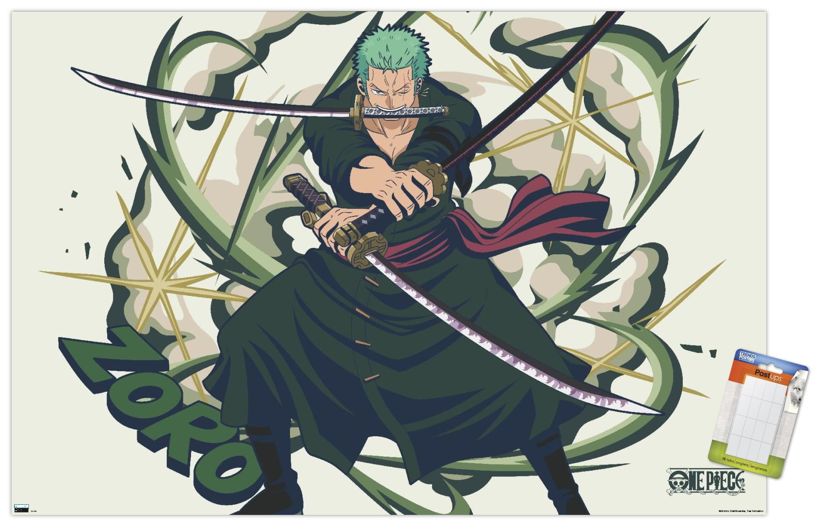 One Piece: Fishman Island - Roronoa Zoro Three Swords Wall Poster, 22.375" x 34" - Walmart.com