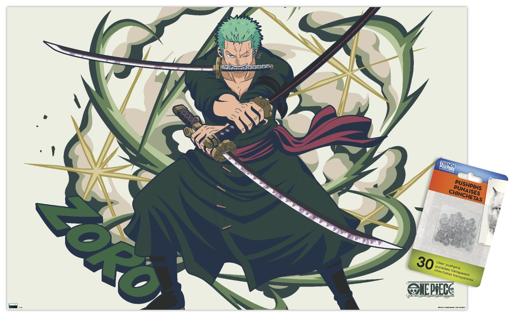 One Piece: Fishman Island - Roronoa Zoro Three Swords Wall Poster with ...
