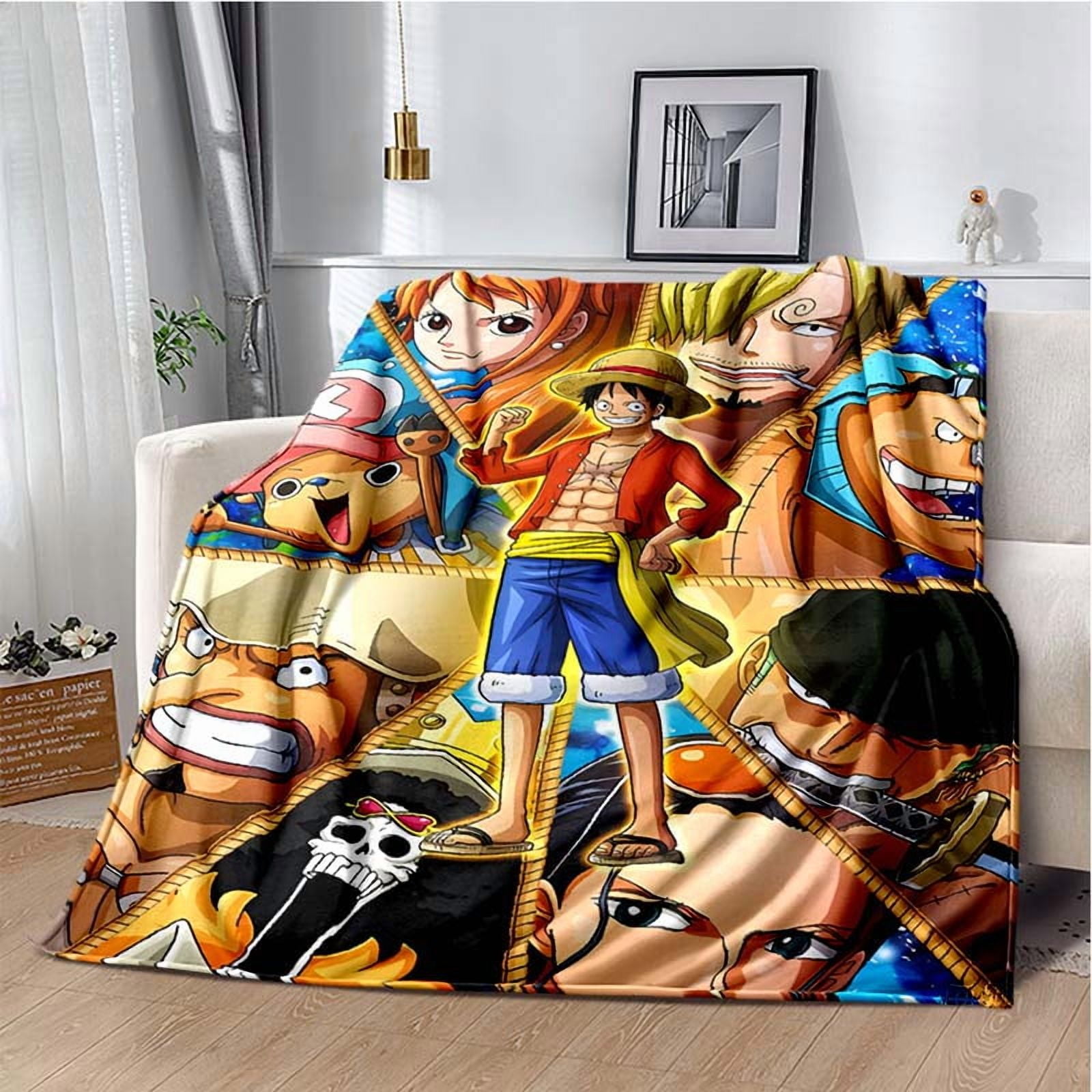 One Piece Flannel Throw Blanket Cartoon Blanket Soft Plush Blankets ...