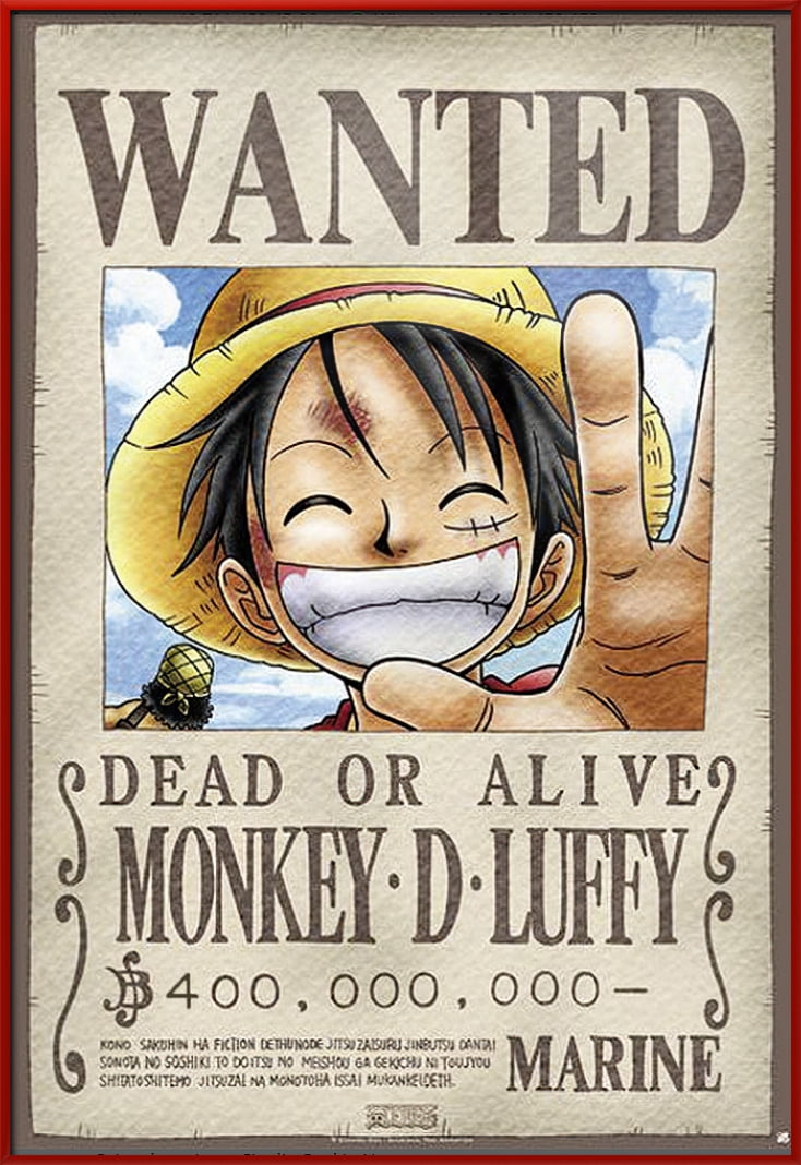 Uma Peça - Macaco D. Impressão de pôster de Luffy Wanted (27 x 39)