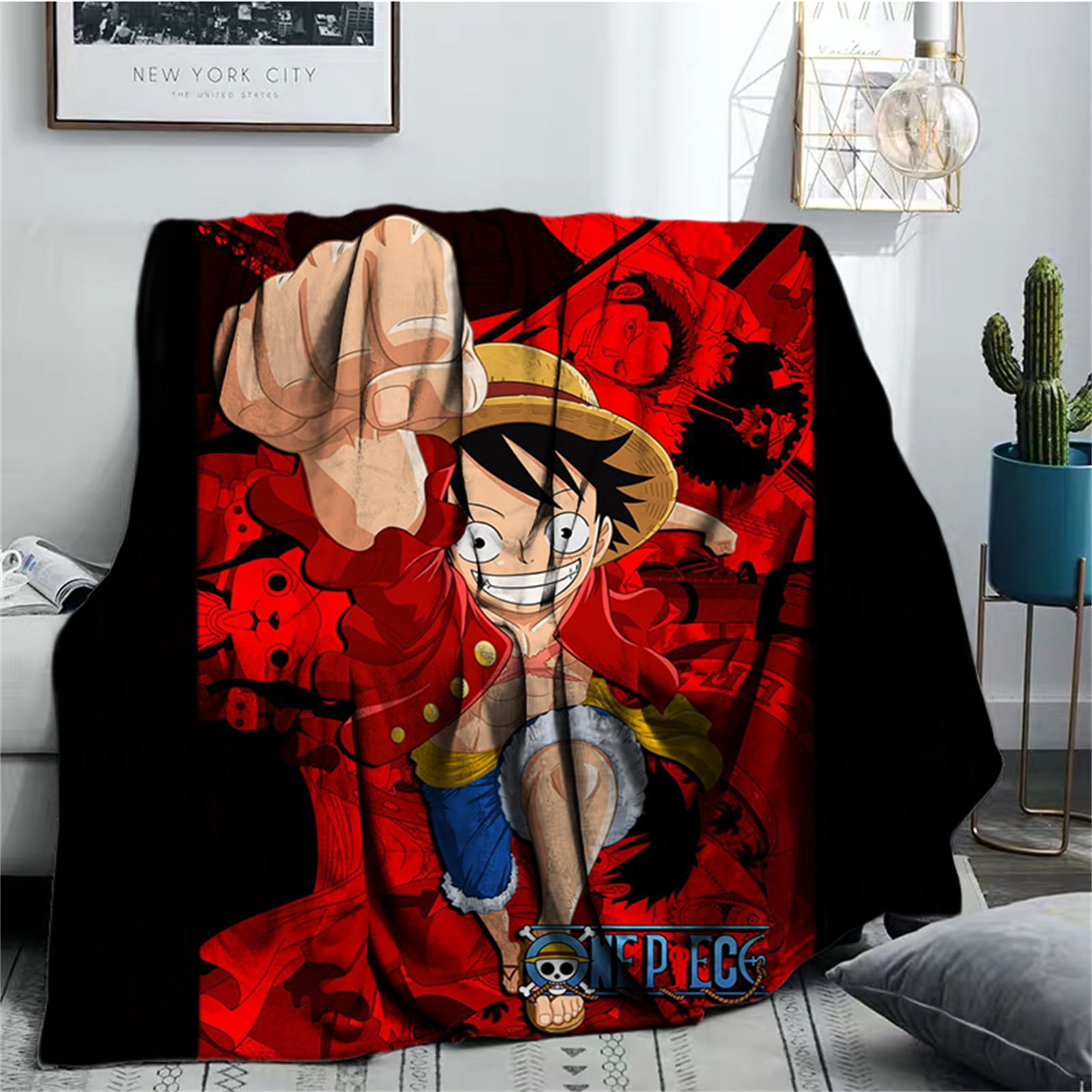 One Piece Fuzzy Throw Blanket Anime Flannel Bedroom Blanket-Winter ...