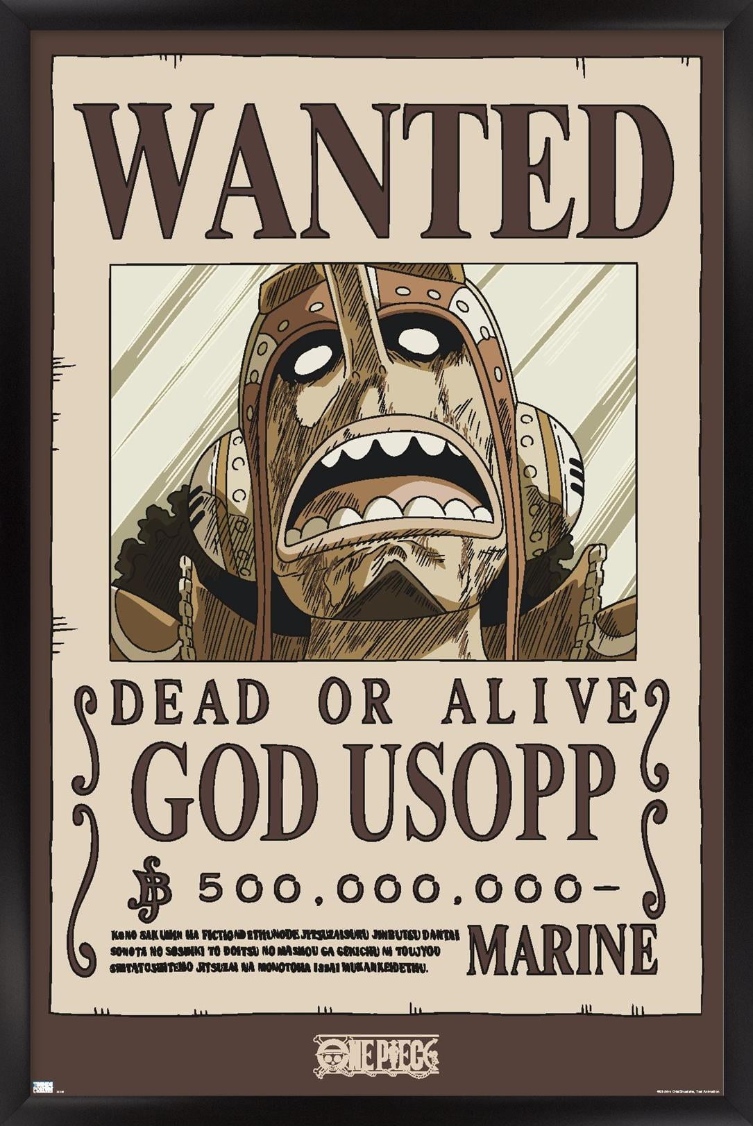 One Piece - God Usopp Wanted Poster Wall Poster, 22.375" x 34" Framed ...