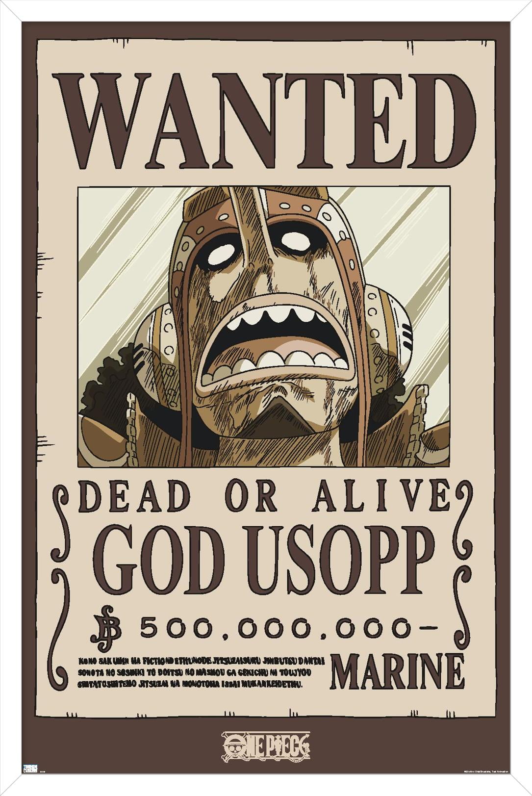 One Piece - God Usopp Wanted Poster Wall Poster, 22.375" x 34" Framed ...