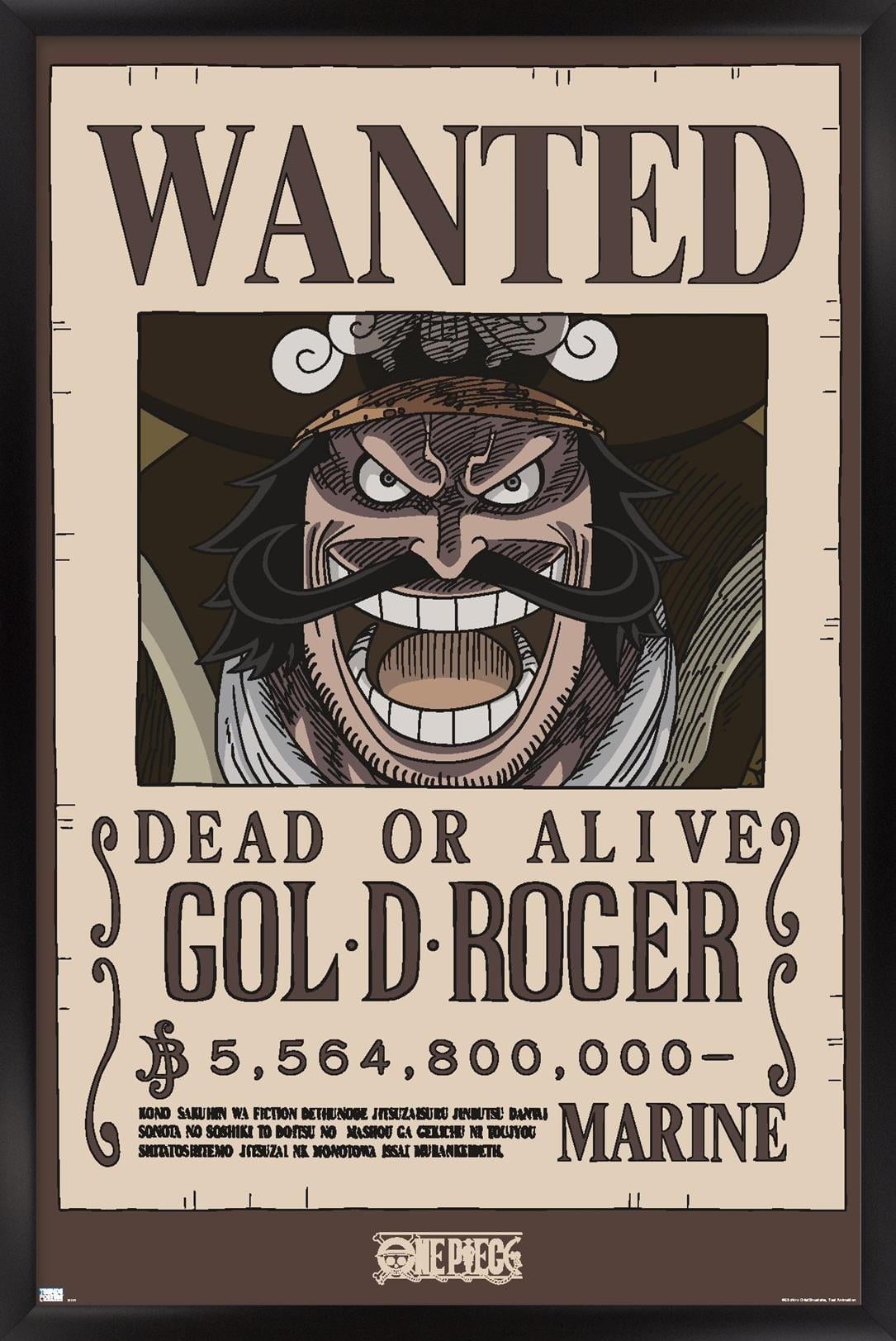 One Piece - Gol D Roger Wanted Poster Wall Poster, 14.725" x 22.375 ...